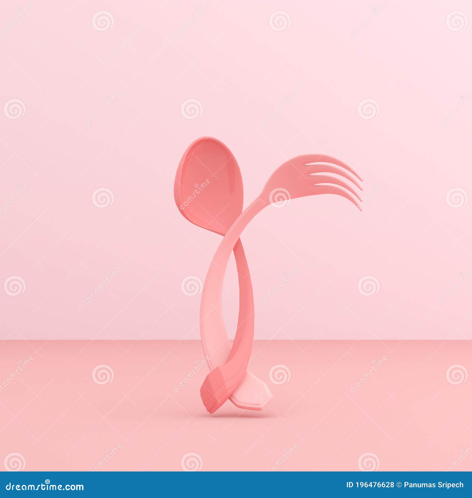 Love Concept, Mock Up of Fork and Spoon Together. 3d Render Stock ...