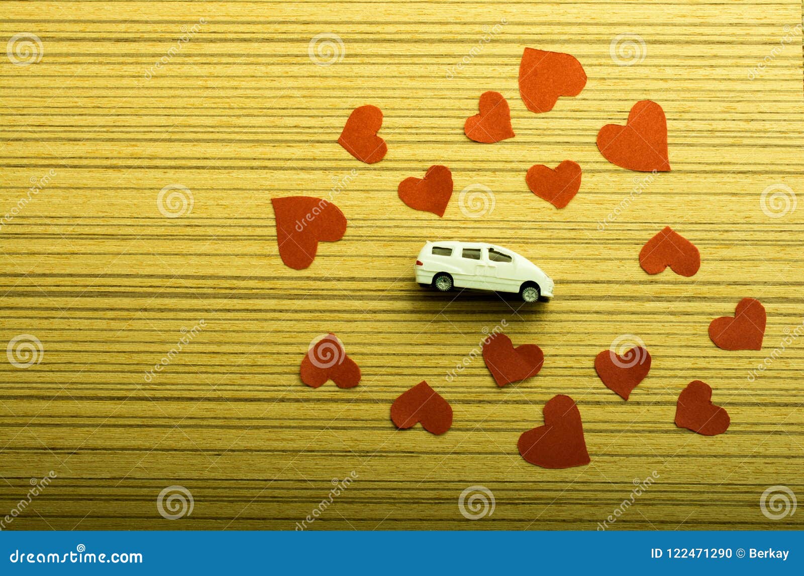 Love Concept with Car and Heart Shaped Papers Stock Photo - Image of ...