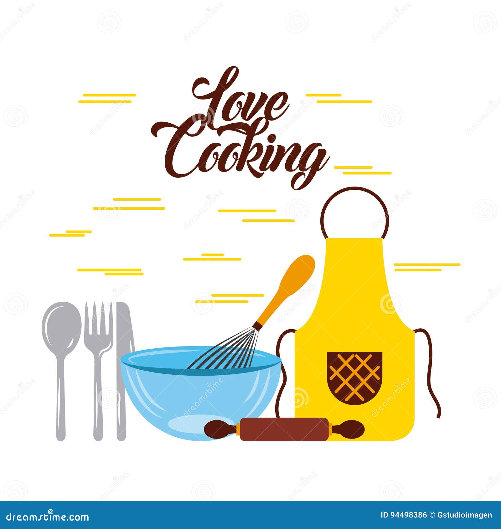 Love cooking flat stock vector. Illustration of design - 94498386