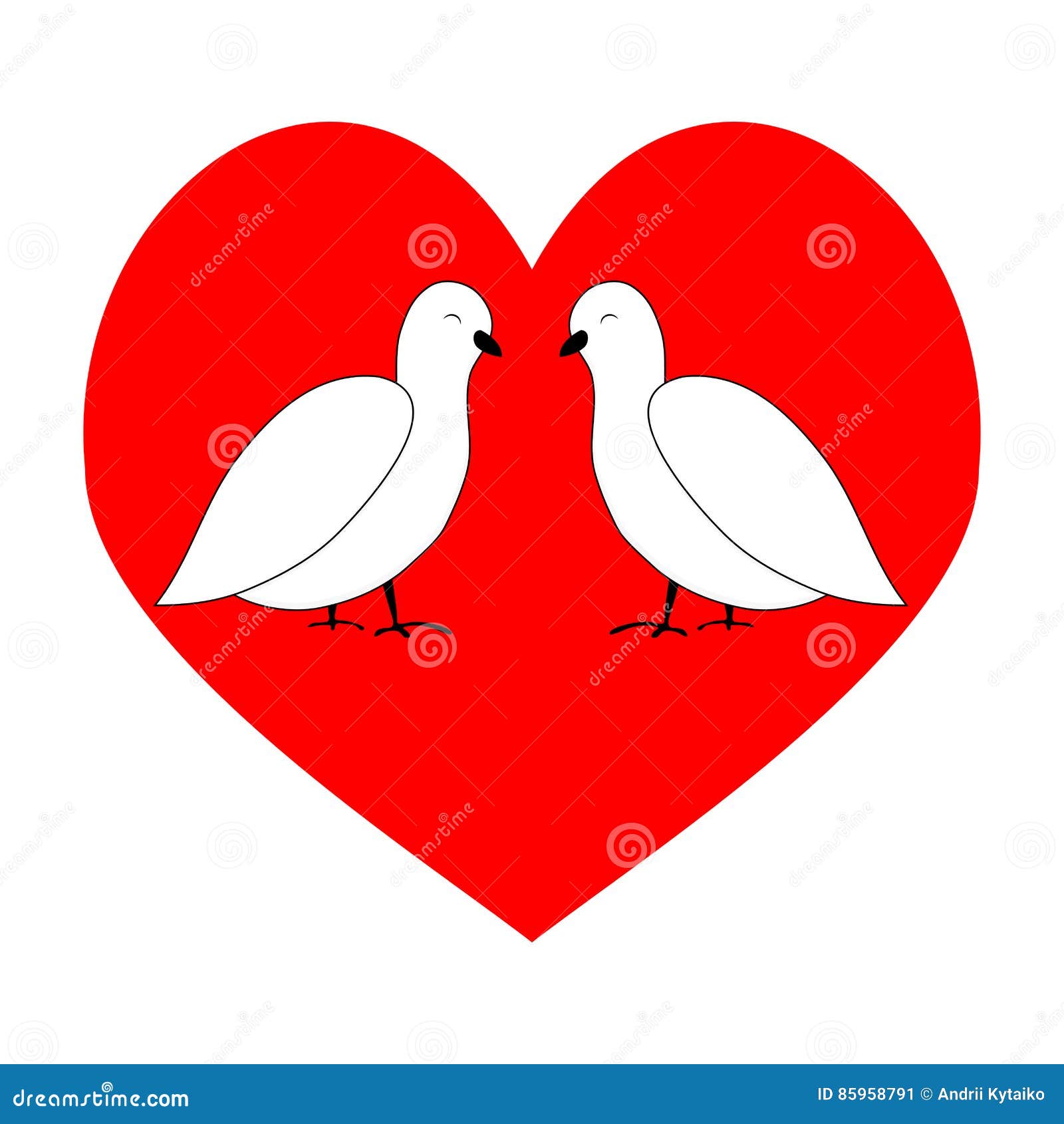 Love Couple Dove In Red Heart Stock Vector Illustration Of Lovely