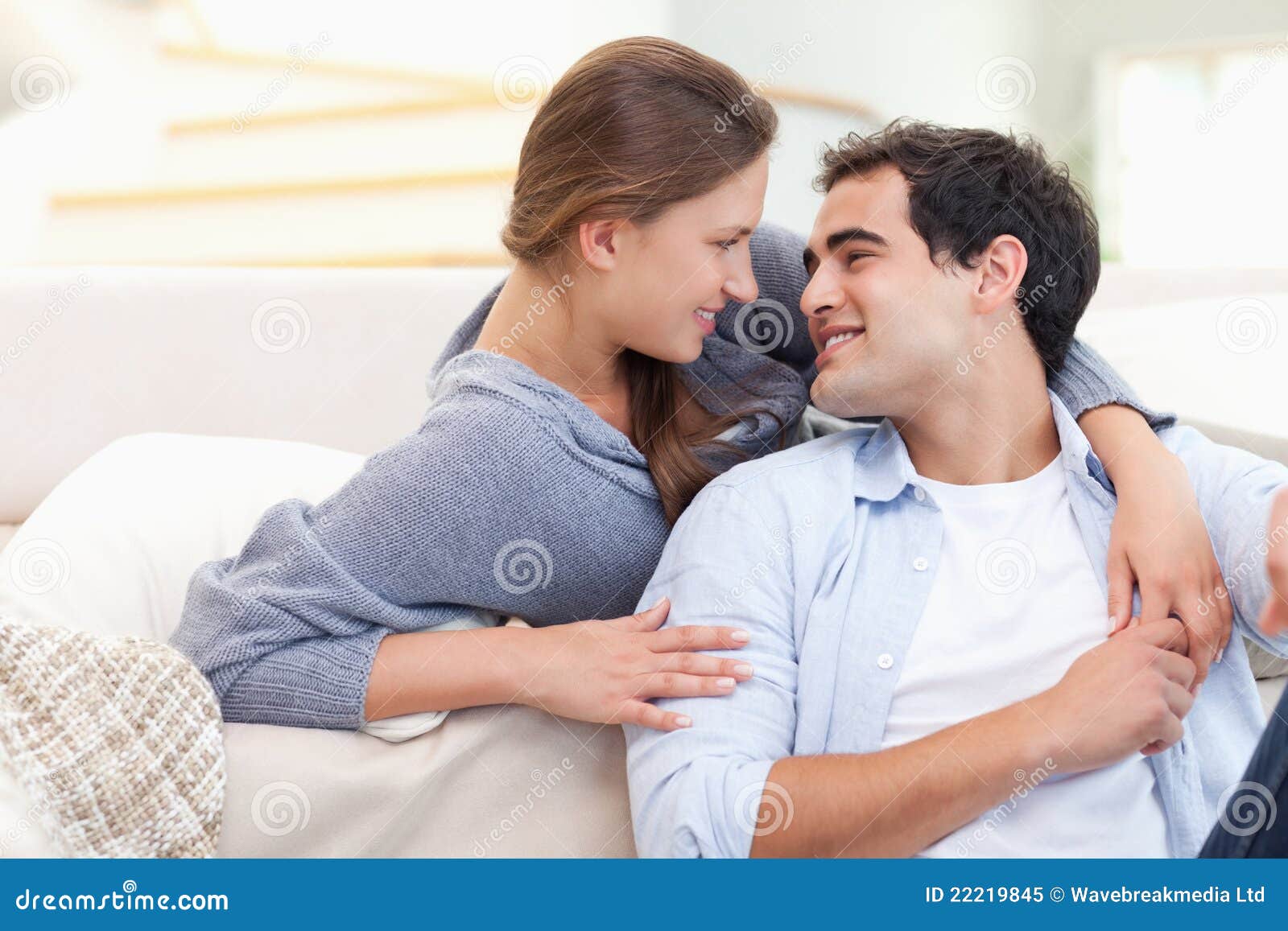 In Love Couple Embracing Each Other Stock Image - Image of indoors ...