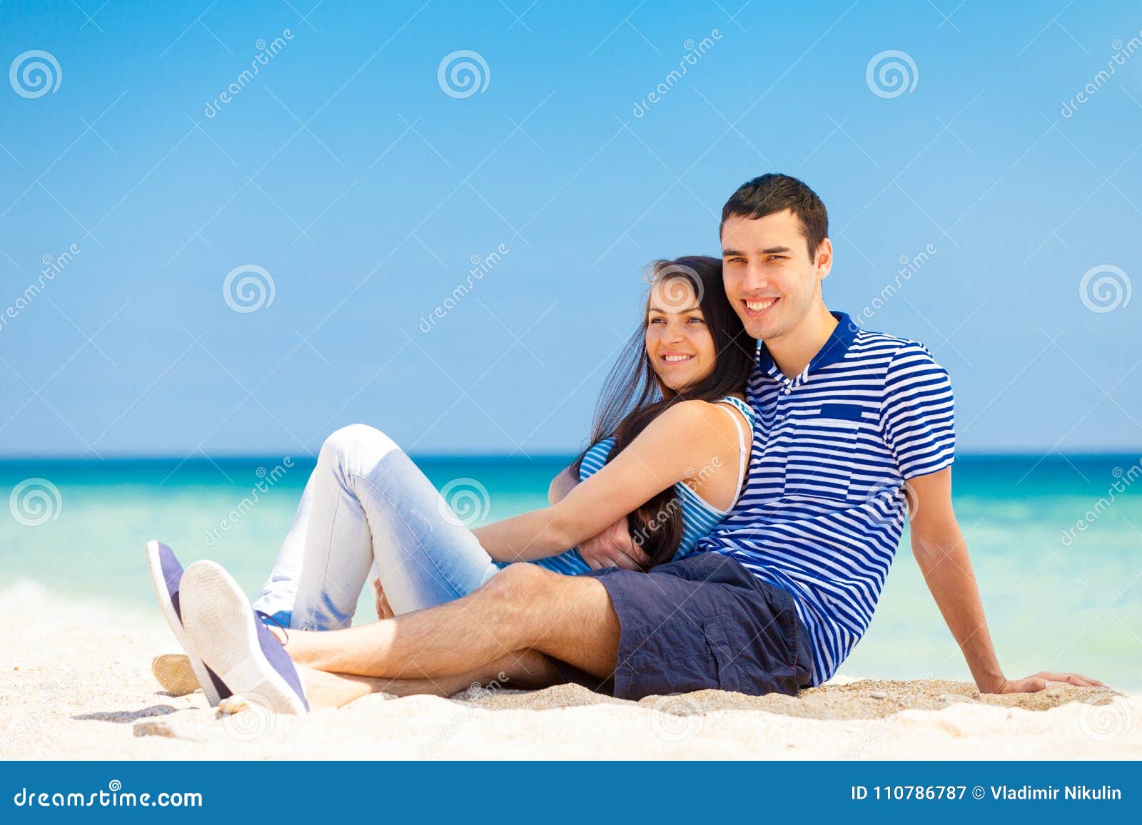 In Love Couple on the Sea Beach Stock Image - Image of resting, date ...