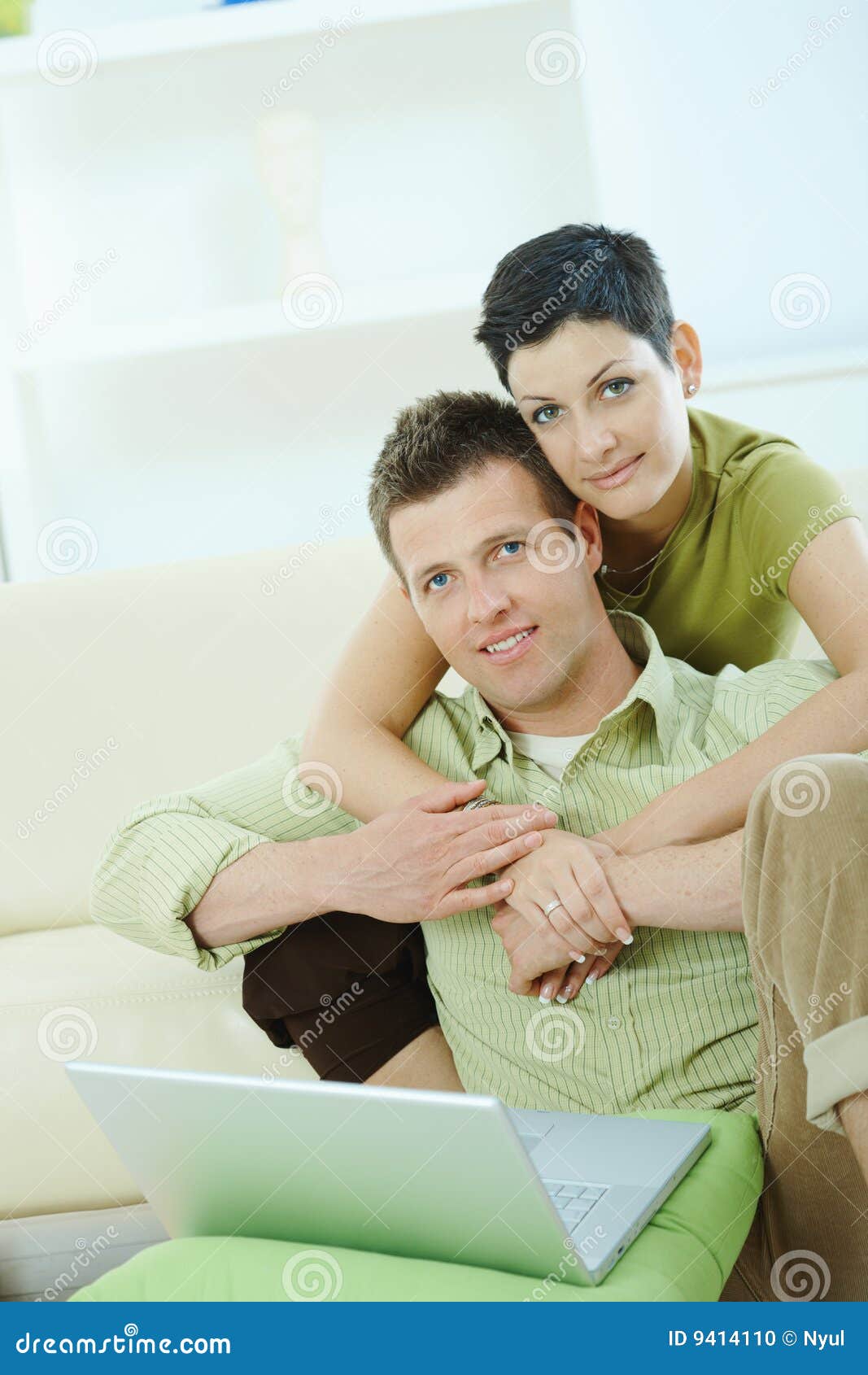 Love couple using laptop stock photo. Image of laptop - 9414110