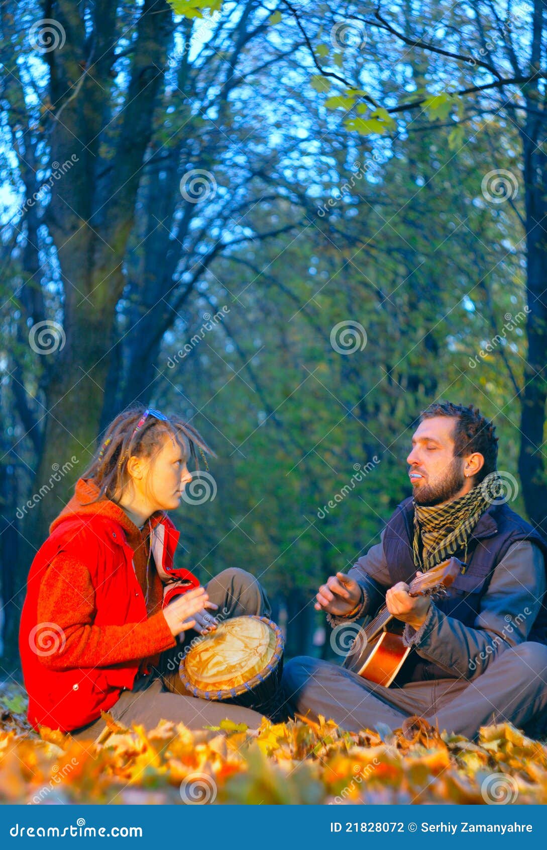 Love Couple of Young Musicians Stock Photo - Image of musical, color ...