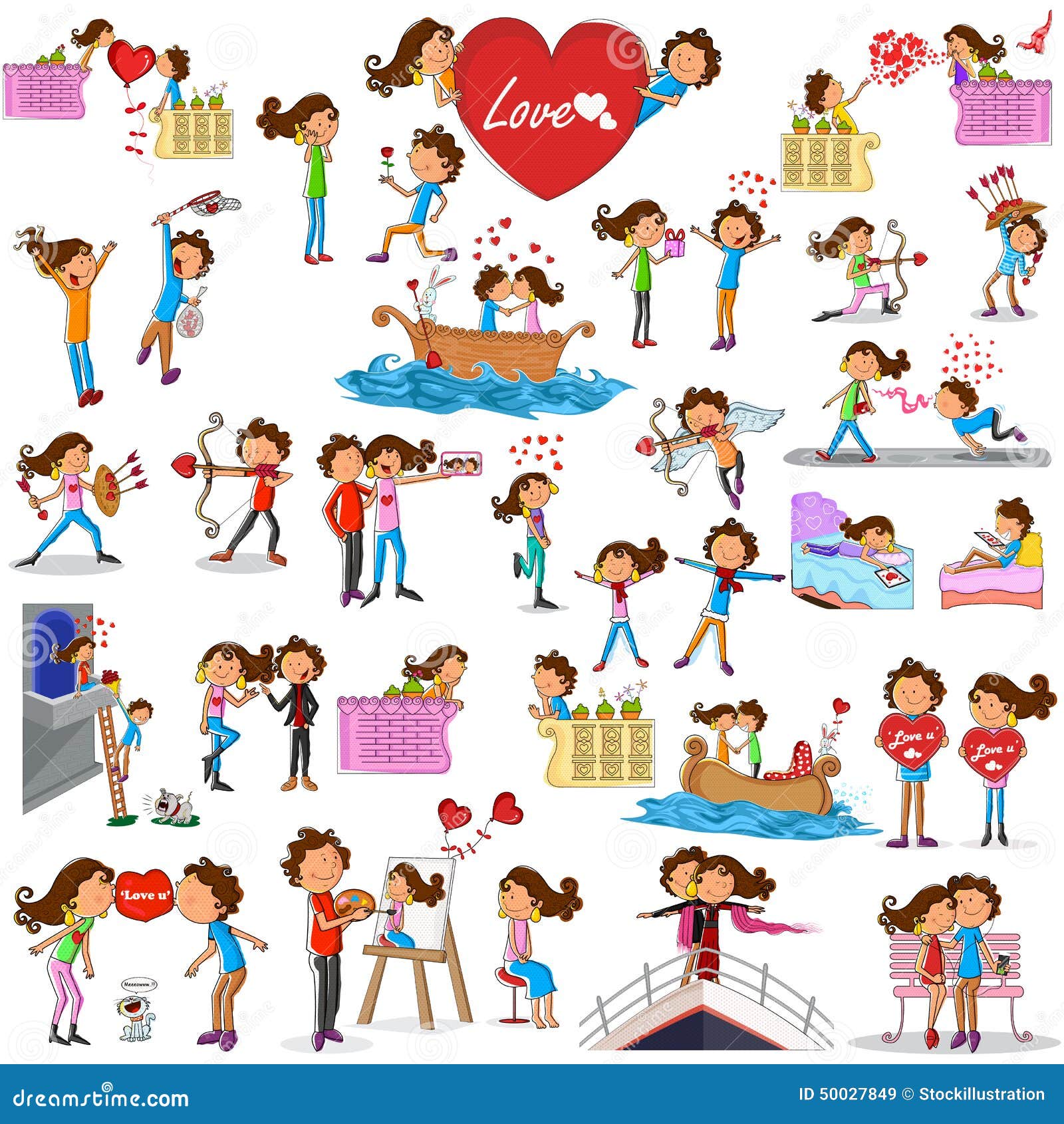 Love Couples Doing Different Activities Stock Vector - Illustration of ...
