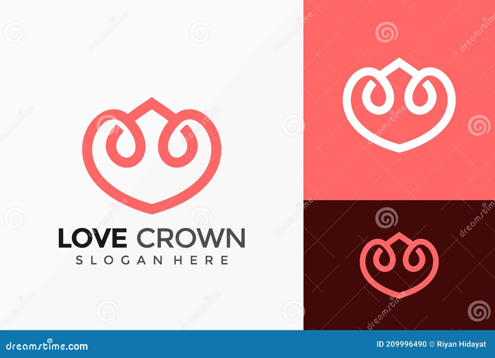 Love Crown Logo Design. Creative Idea Logos Designs Vector Illustration ...