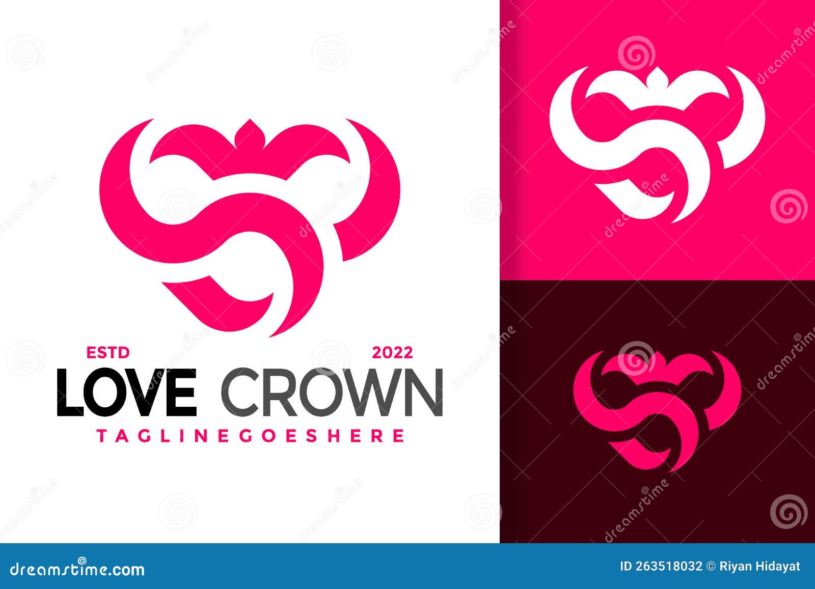 Love Crown Logo Design Vector Illustration Template Stock Vector ...