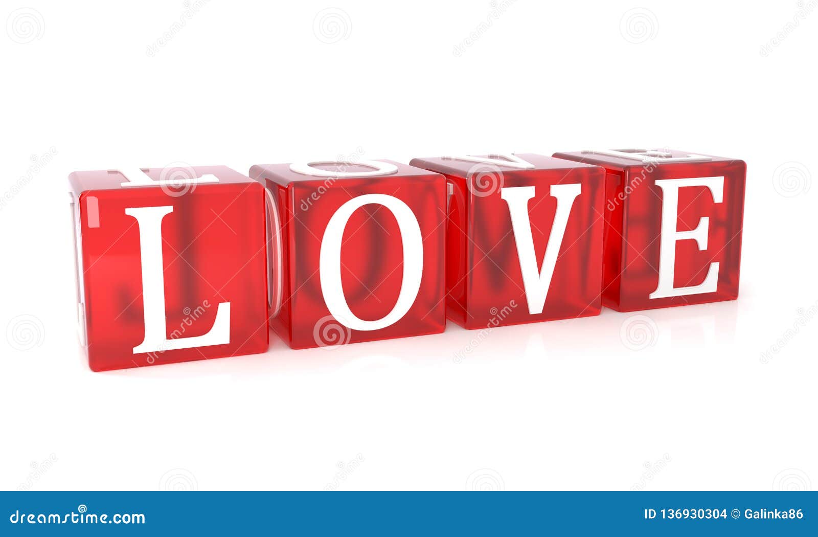 Love Cube Text on White Background Stock Illustration - Illustration of ...