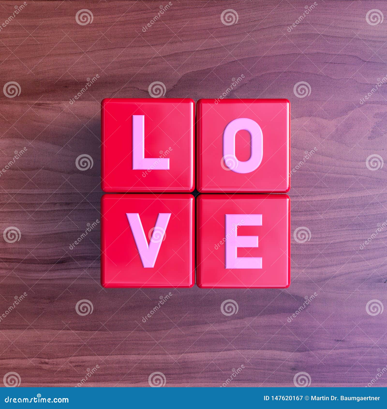 Love: Cubes with Letters on Cherry Wood Stock Illustration ...