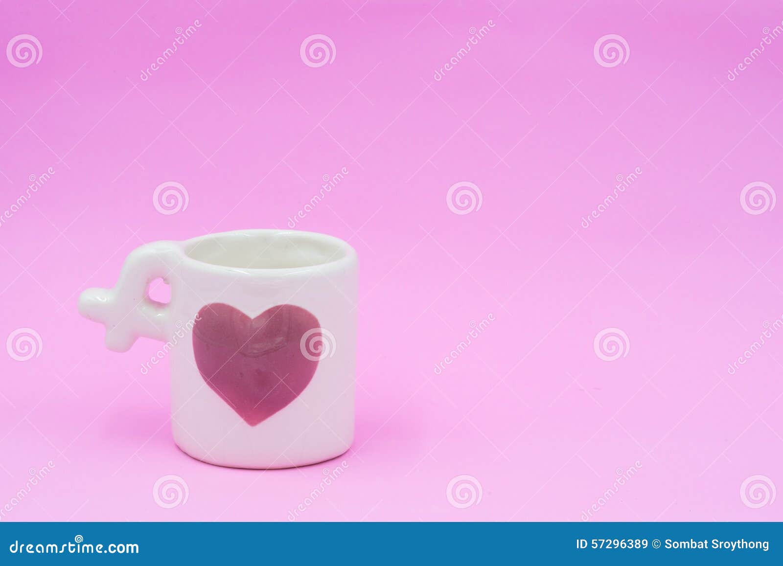 Love Cup on Pink Background, Pink Heart on Cup. Stock Image - Image of ...