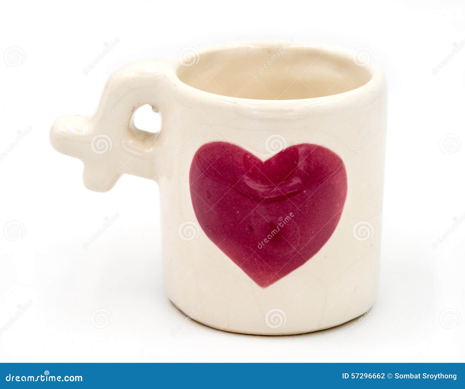Love Cup on White Background, Pink Heart on Cup. Stock Photo - Image of ...