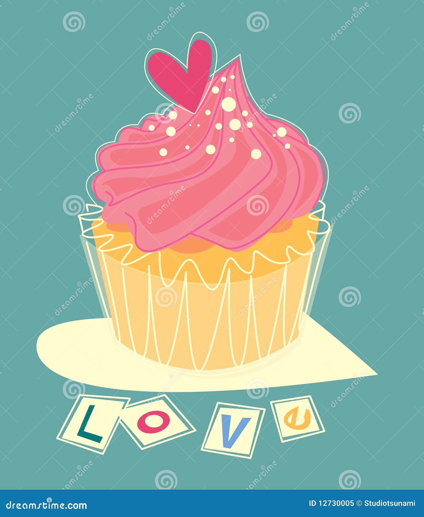 Love cupcake stock vector. Illustration of treat, vintage - 12730005