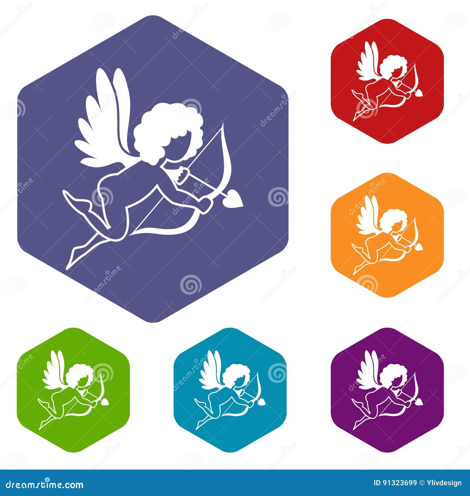 Love Cupid Icons Set Hexagon Stock Vector - Illustration of angel, love ...