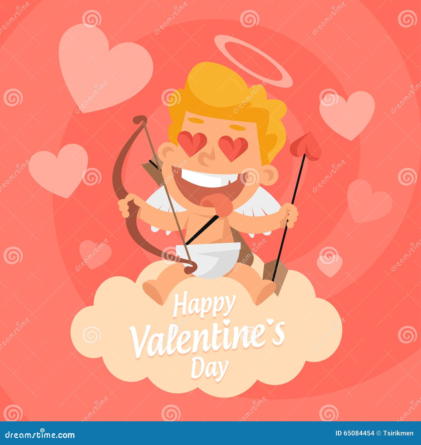 Love Cupid Sitting on Cloud Stock Vector - Illustration of valentine ...