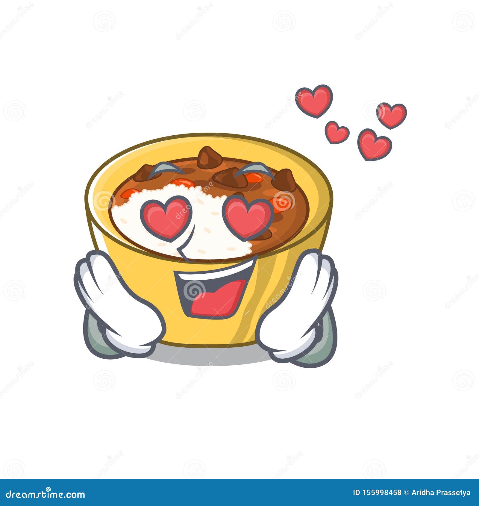 In Love Curry Rice in a Cartoon Lunchbox Stock Vector - Illustration of ...