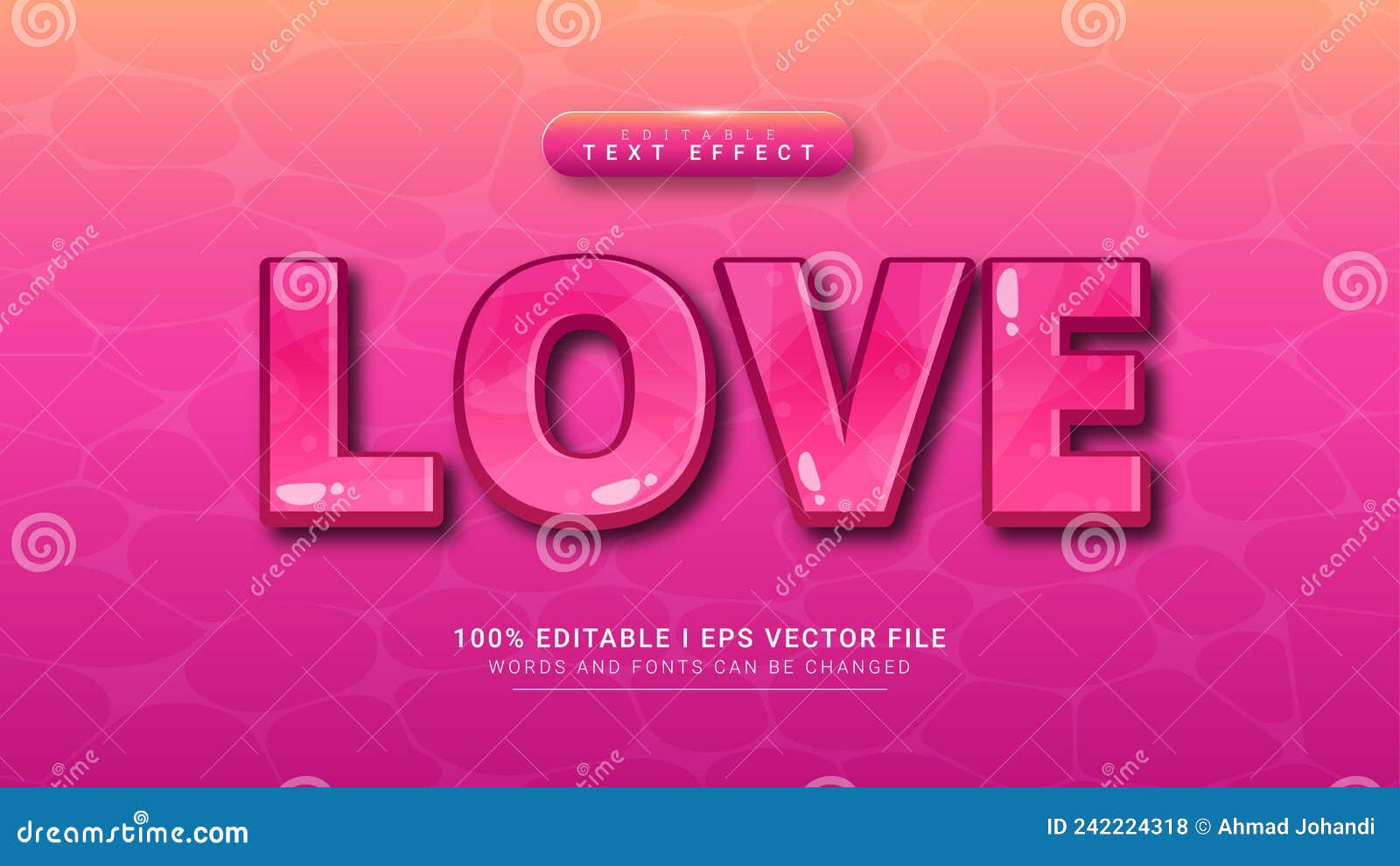 Love 3d Text Style Effect Template Stock Vector - Illustration of words ...