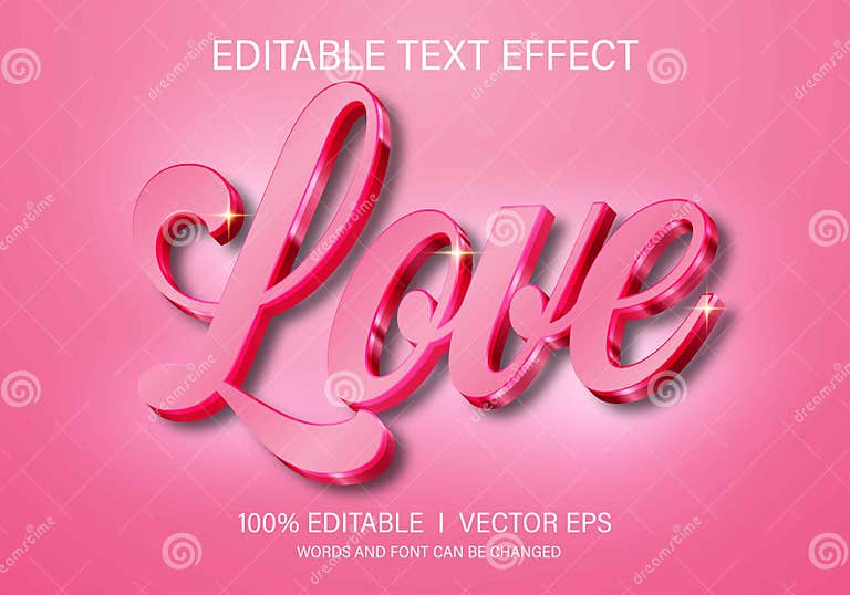 Love 3d Vector Text Effect with Modern Style Design Stock Illustration - Illustration of lovely ...