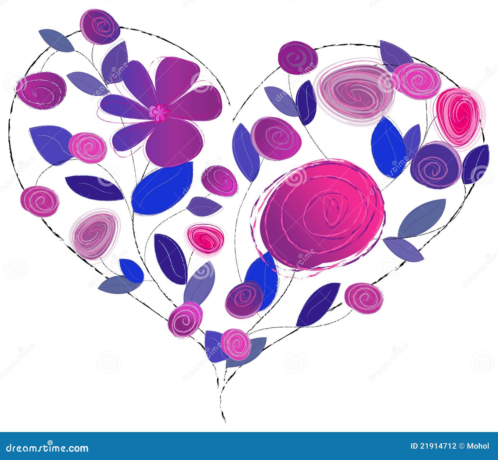 Love Design, Heart with Flowers Stock Vector - Illustration of fashion ...
