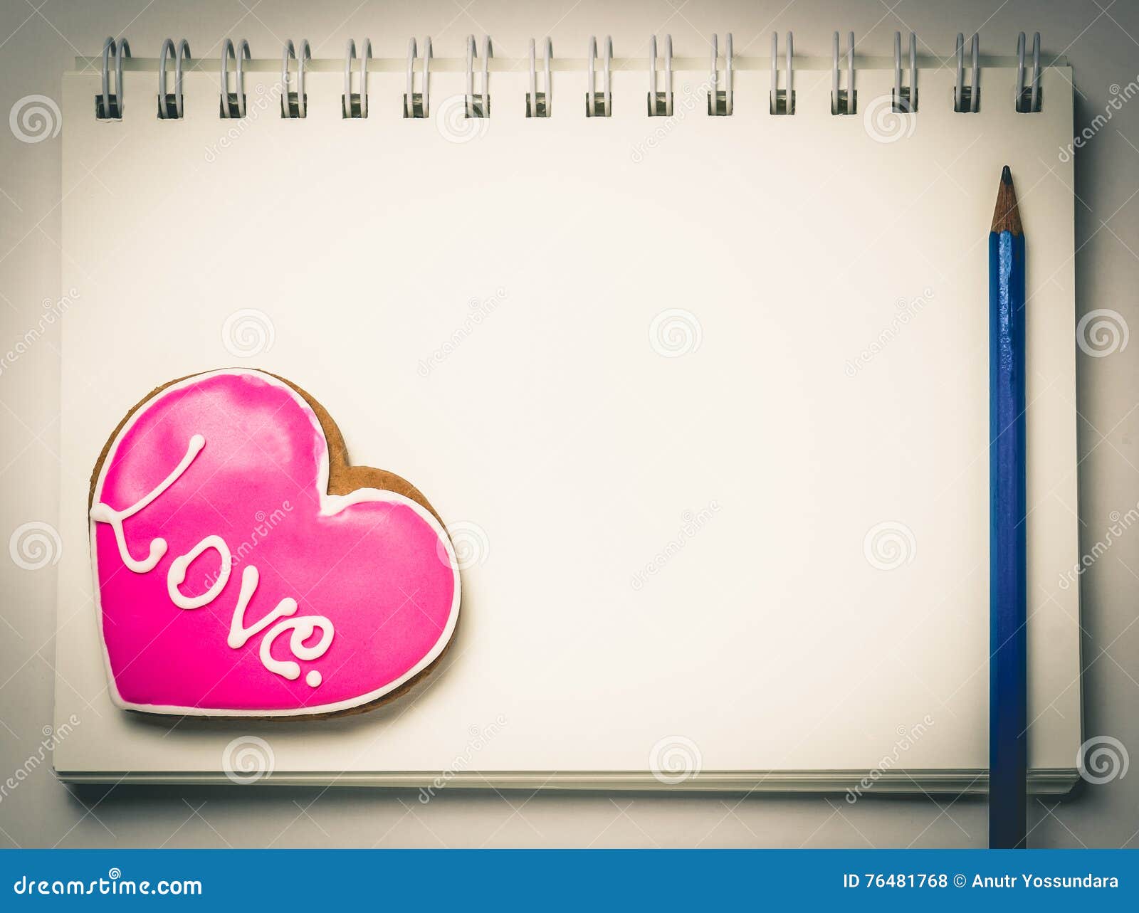 Love Diary Note Book Blank Book with Pencil. Stock Photo - Image of ...