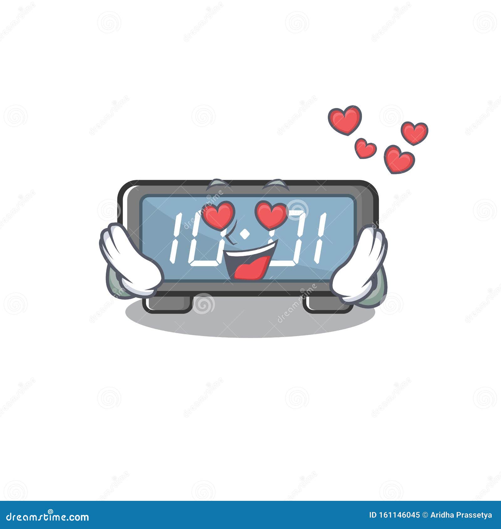 In Love Digital Clock Cartoon in Character Shape Stock Vector ...