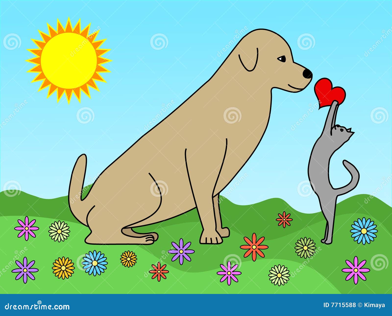 Dog And Cat Cartoon Love