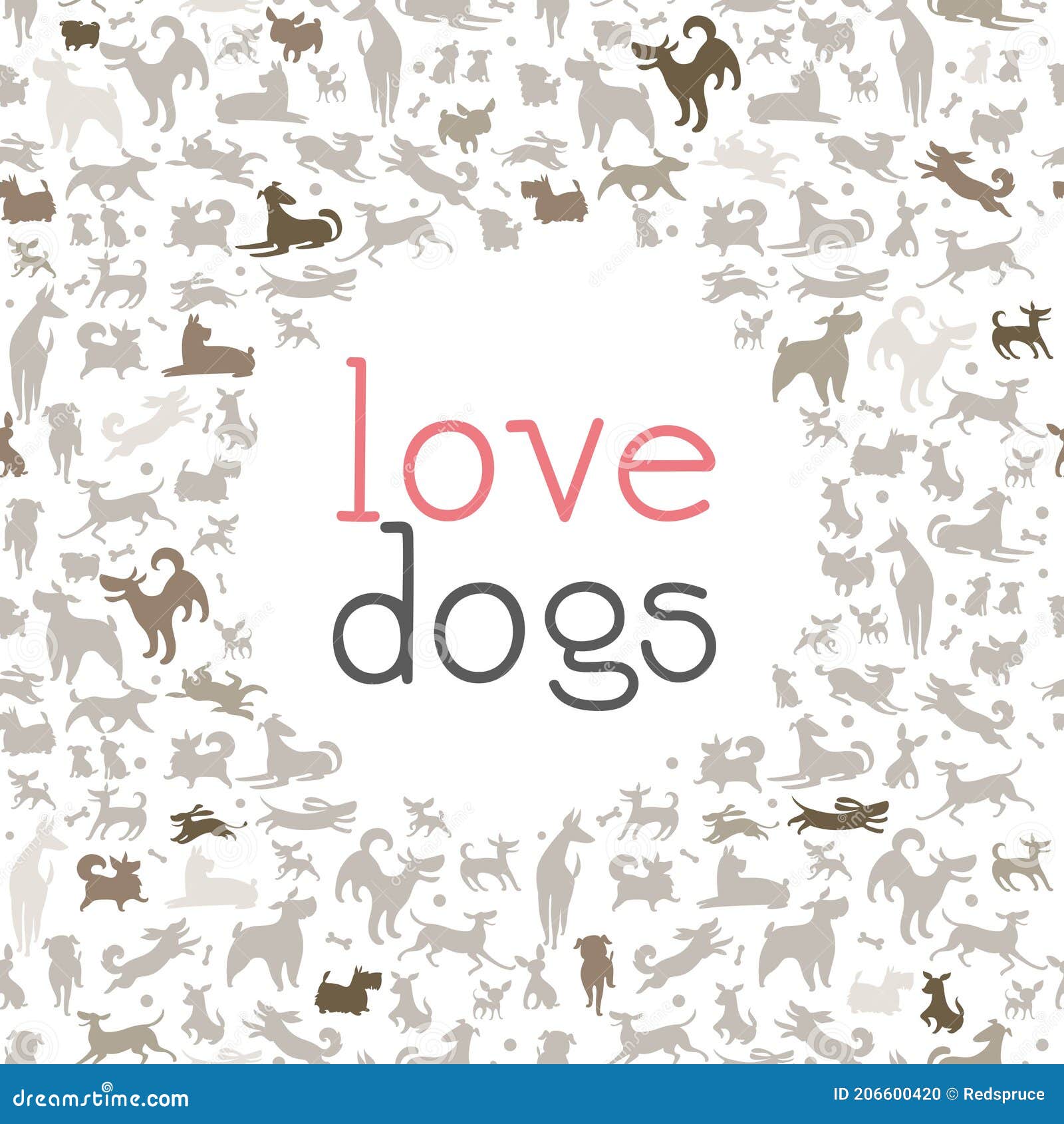 Love for Dogs Vector Background, Different Dog Breeds Stock Vector ...