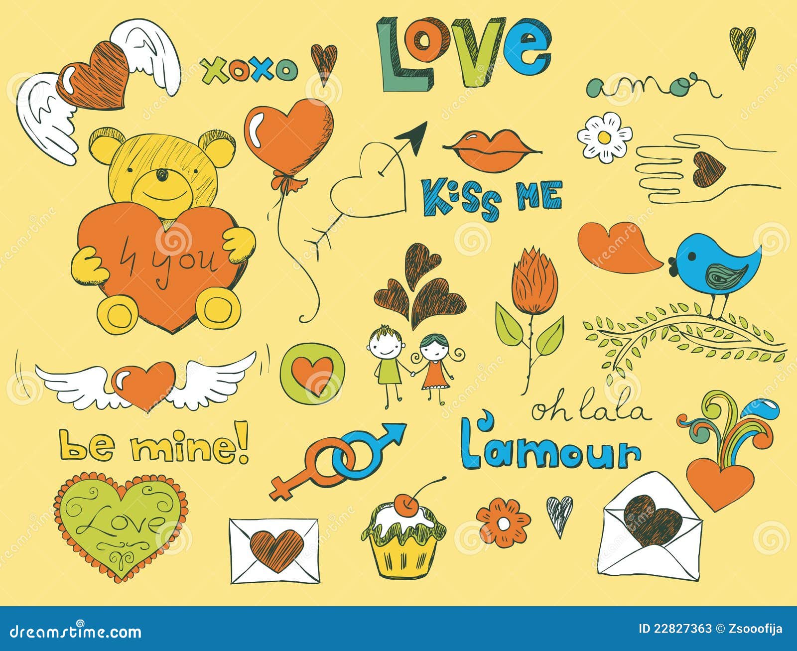 Love doodle stock vector. Illustration of cherry, heart - 22827363