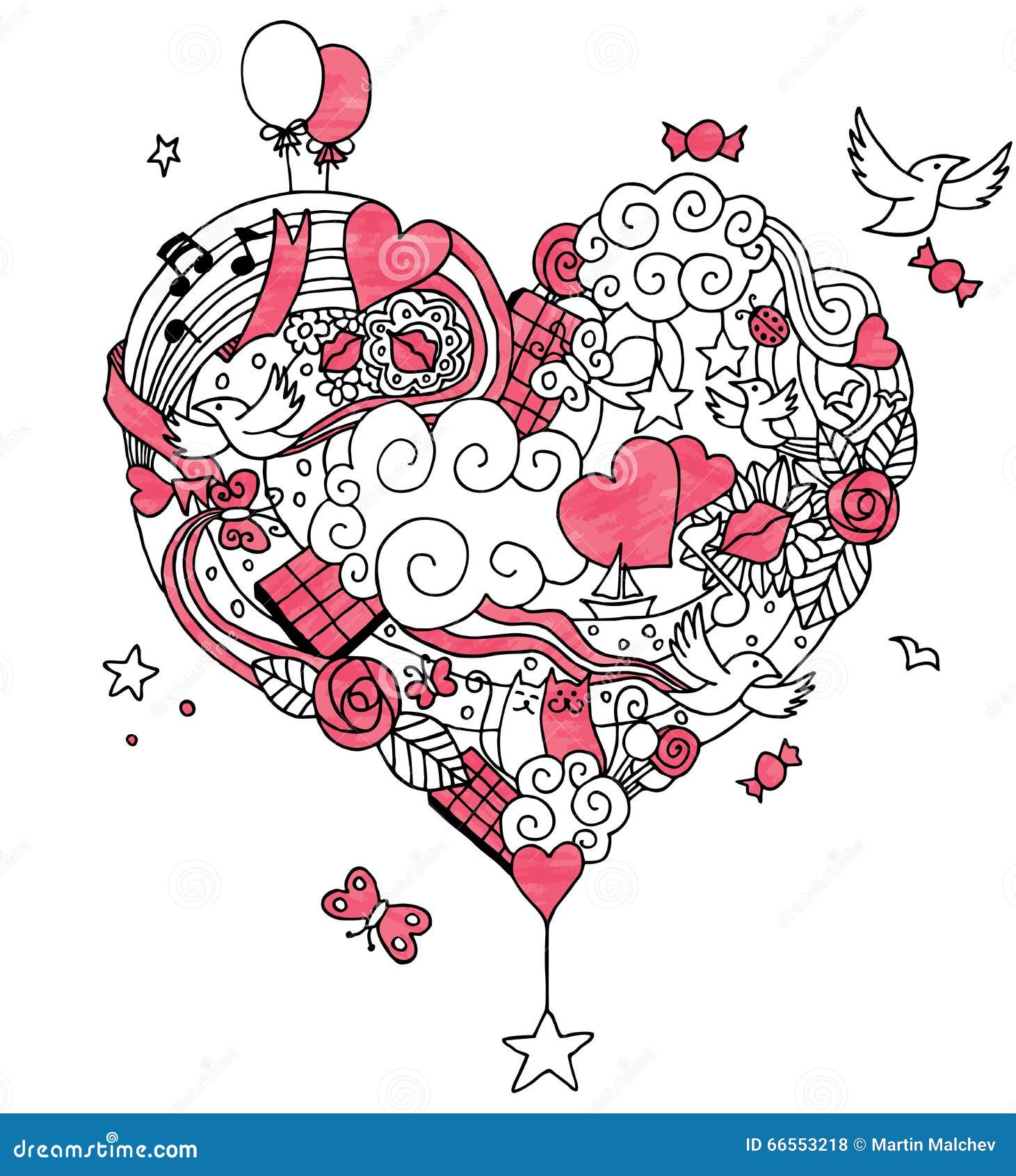 Love Doodle 2 stock vector. Illustration of kiss, love - 66553218