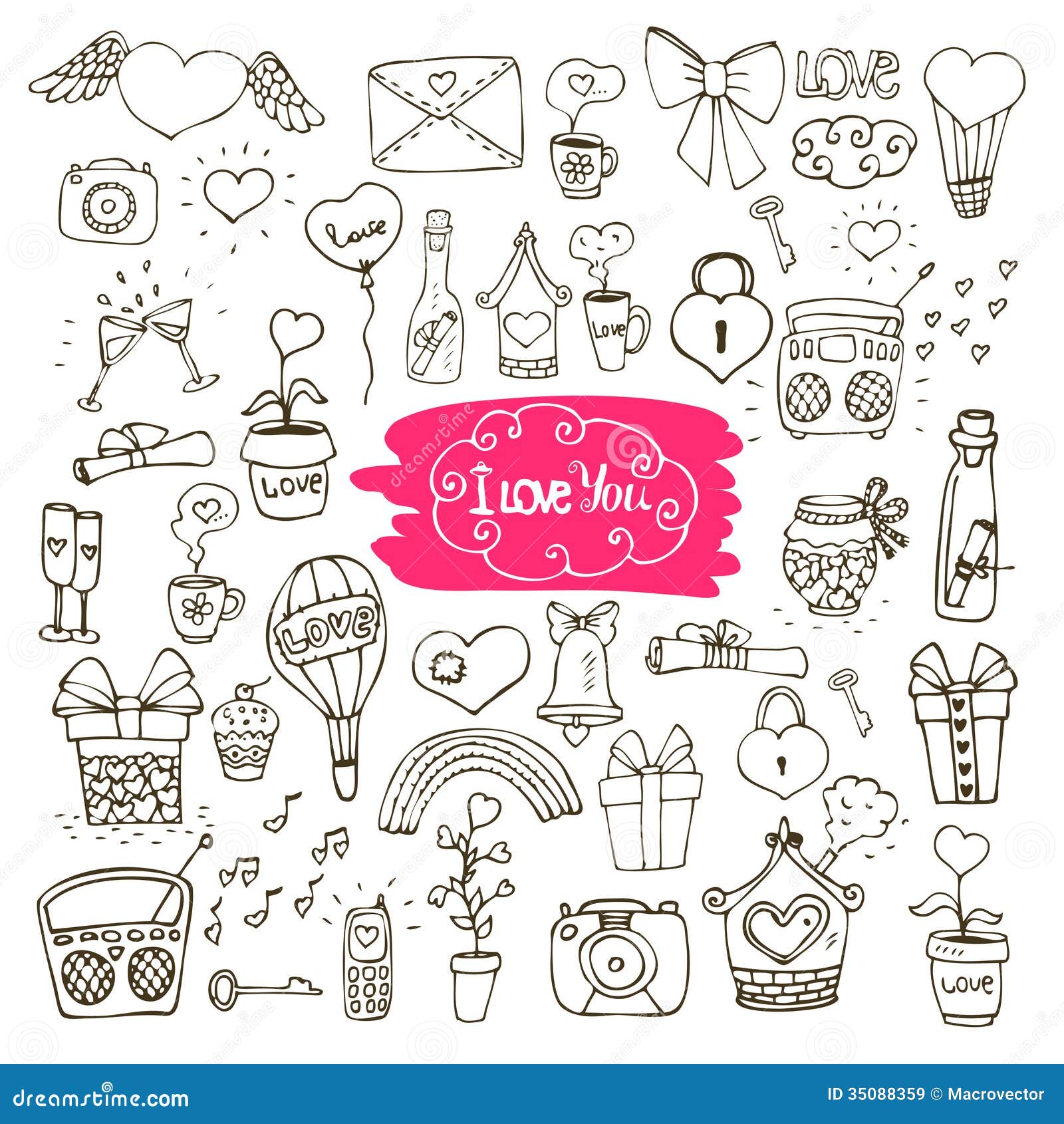 I Love You Doodle Quotes With Hand Drawn Cartoon Style | CartoonDealer ...