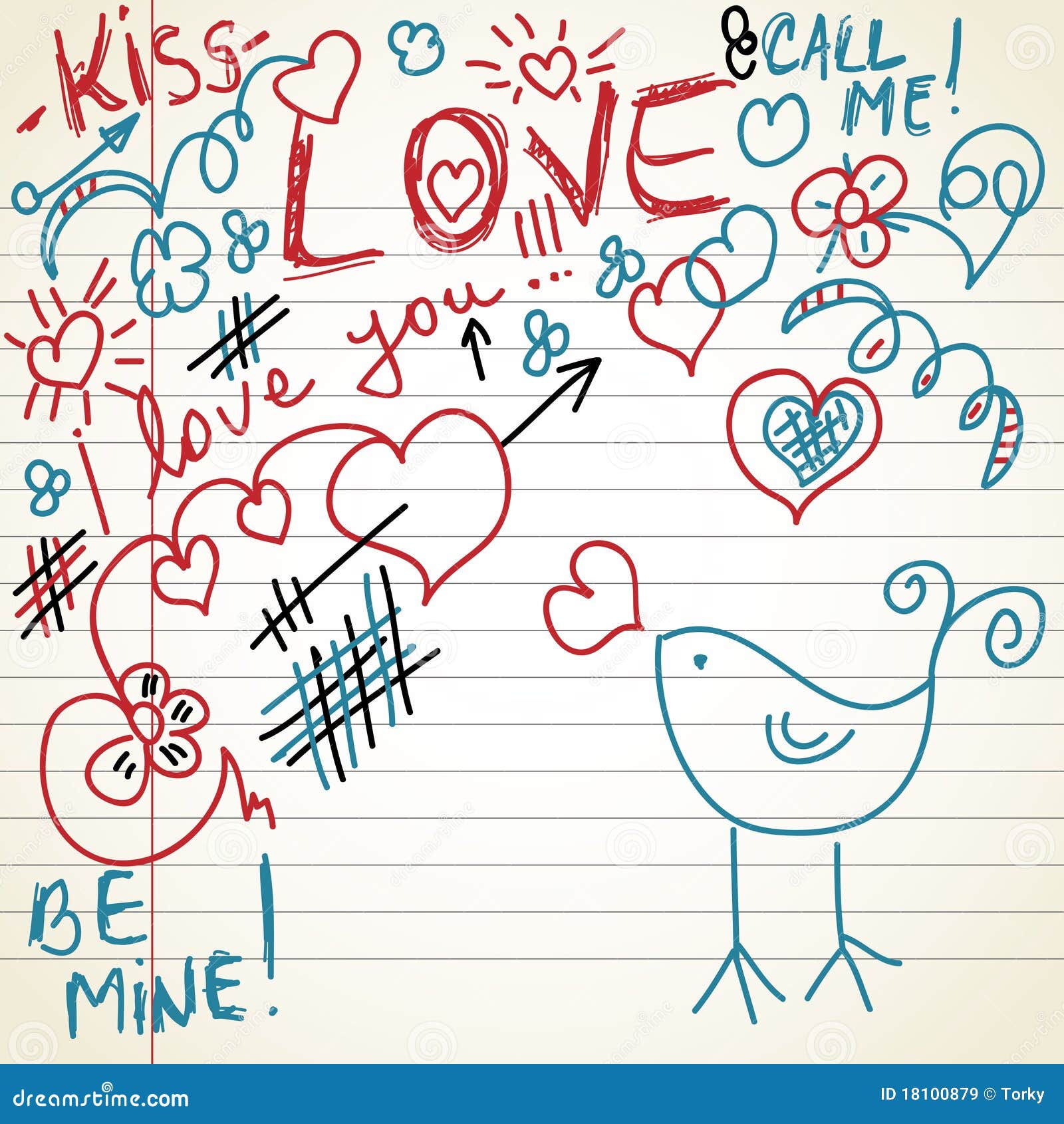 Love doodles stock vector. Illustration of copyspace - 18100879