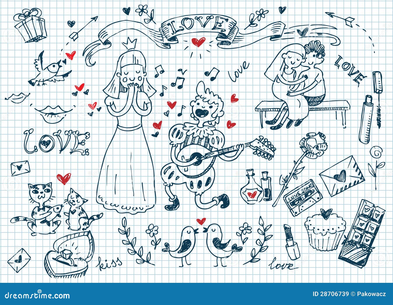 Love doodles stock vector. Illustration of people, pretty - 28706739