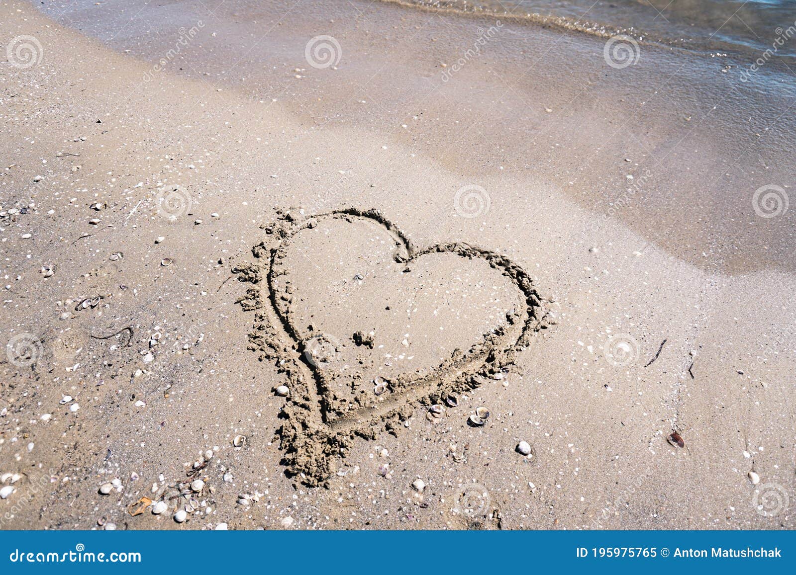 Love Drawn on the Sand of a Beach Stock Image - Image of romance, blue ...