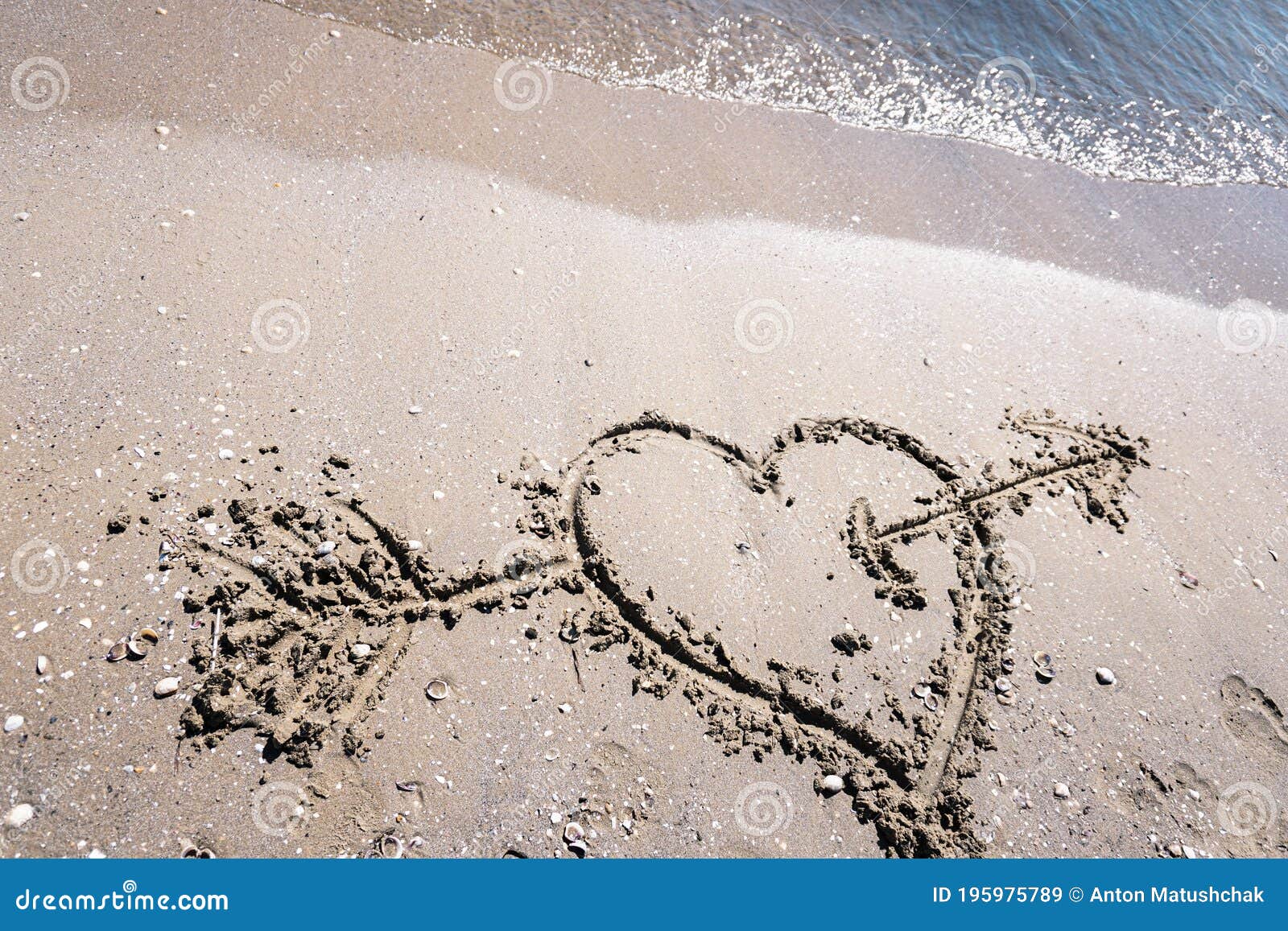 Love Drawn on the Sand of a Beach Stock Image - Image of love, forever ...
