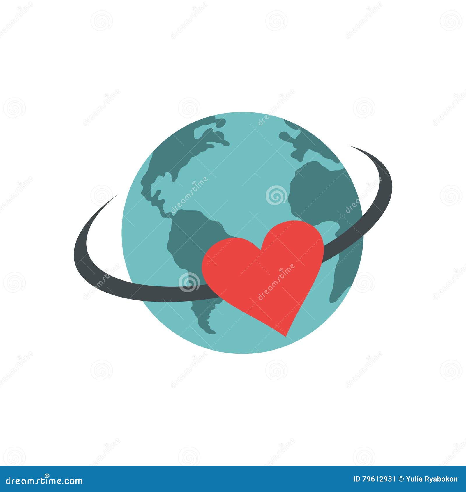 Love the earth flat icon stock vector. Illustration of heal - 79612931