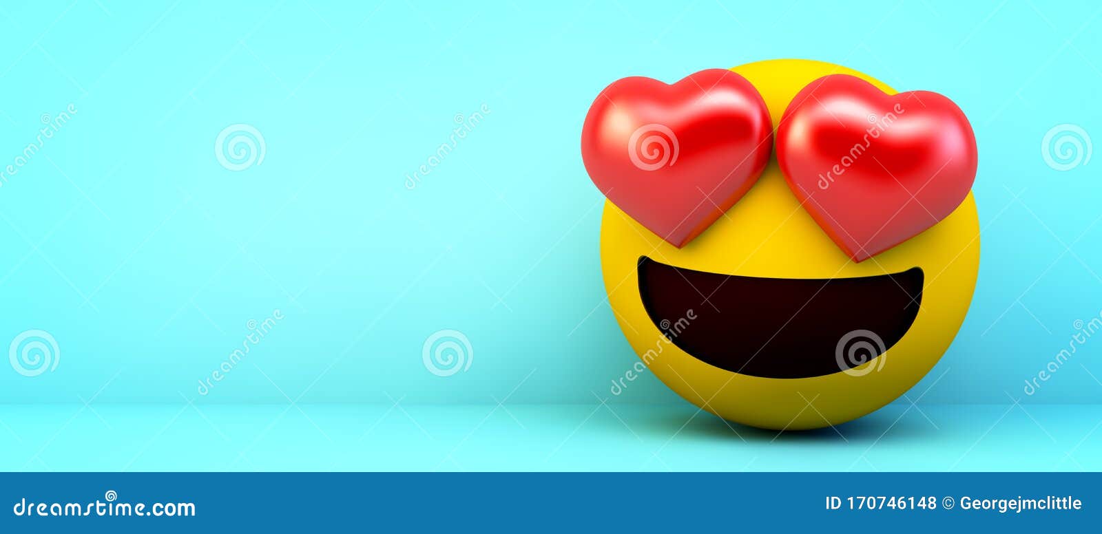 Love Emoticon on Blue Background Stock Illustration - Illustration of ...