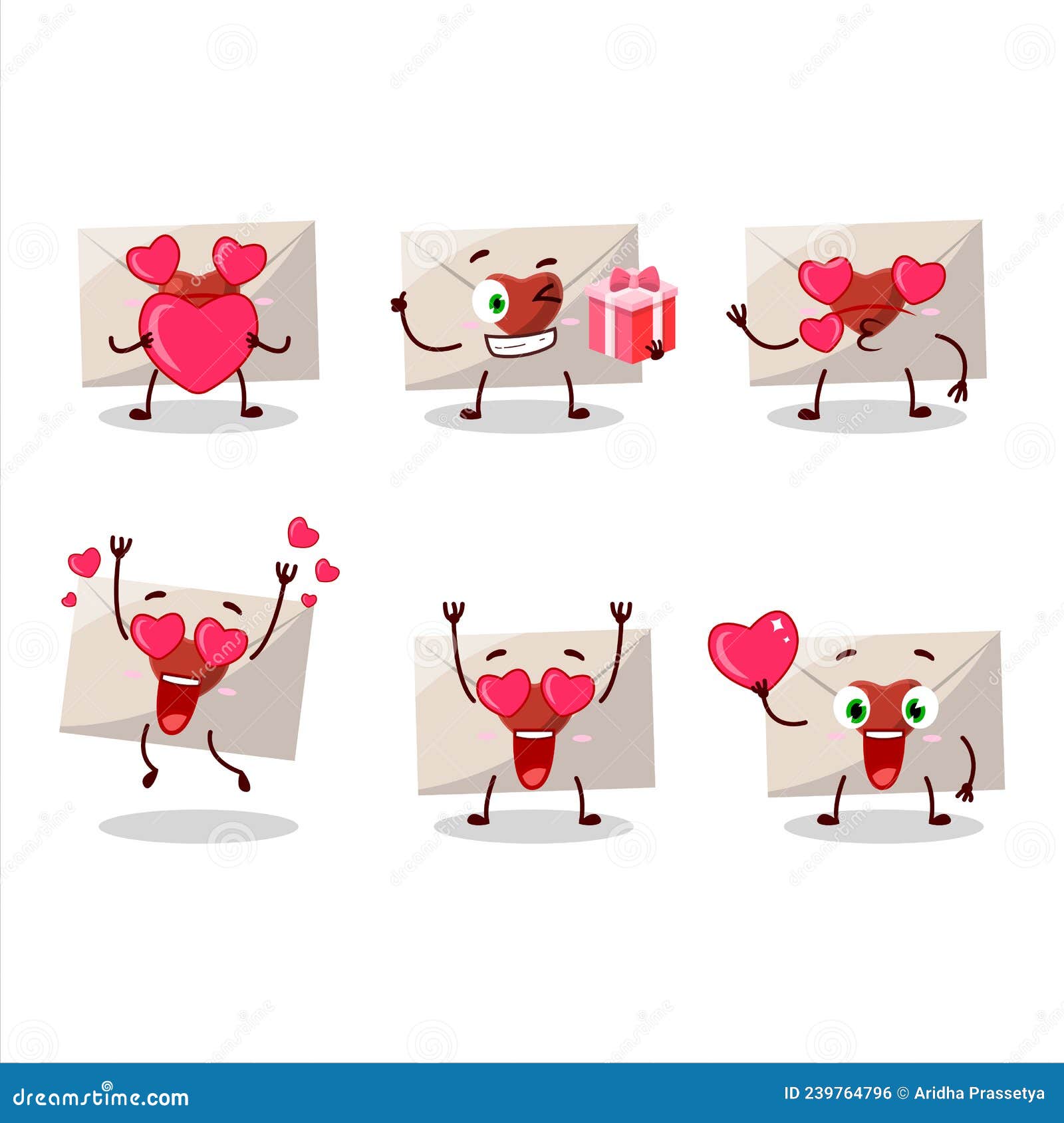 Love Envelope Cartoon Character with Love Cute Emoticon Stock Vector ...