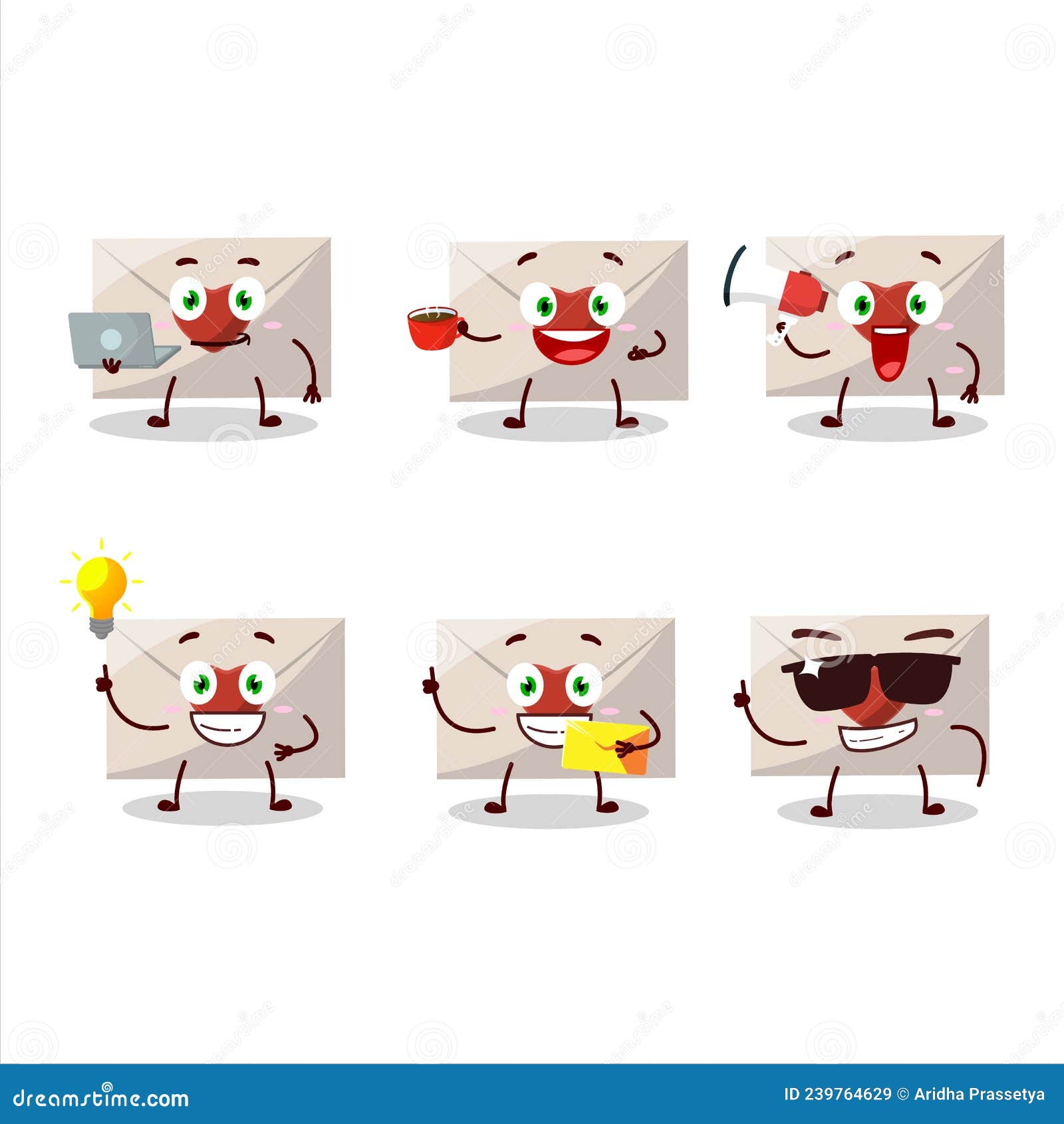 Love Envelope Cartoon Character with Various Types of Business ...