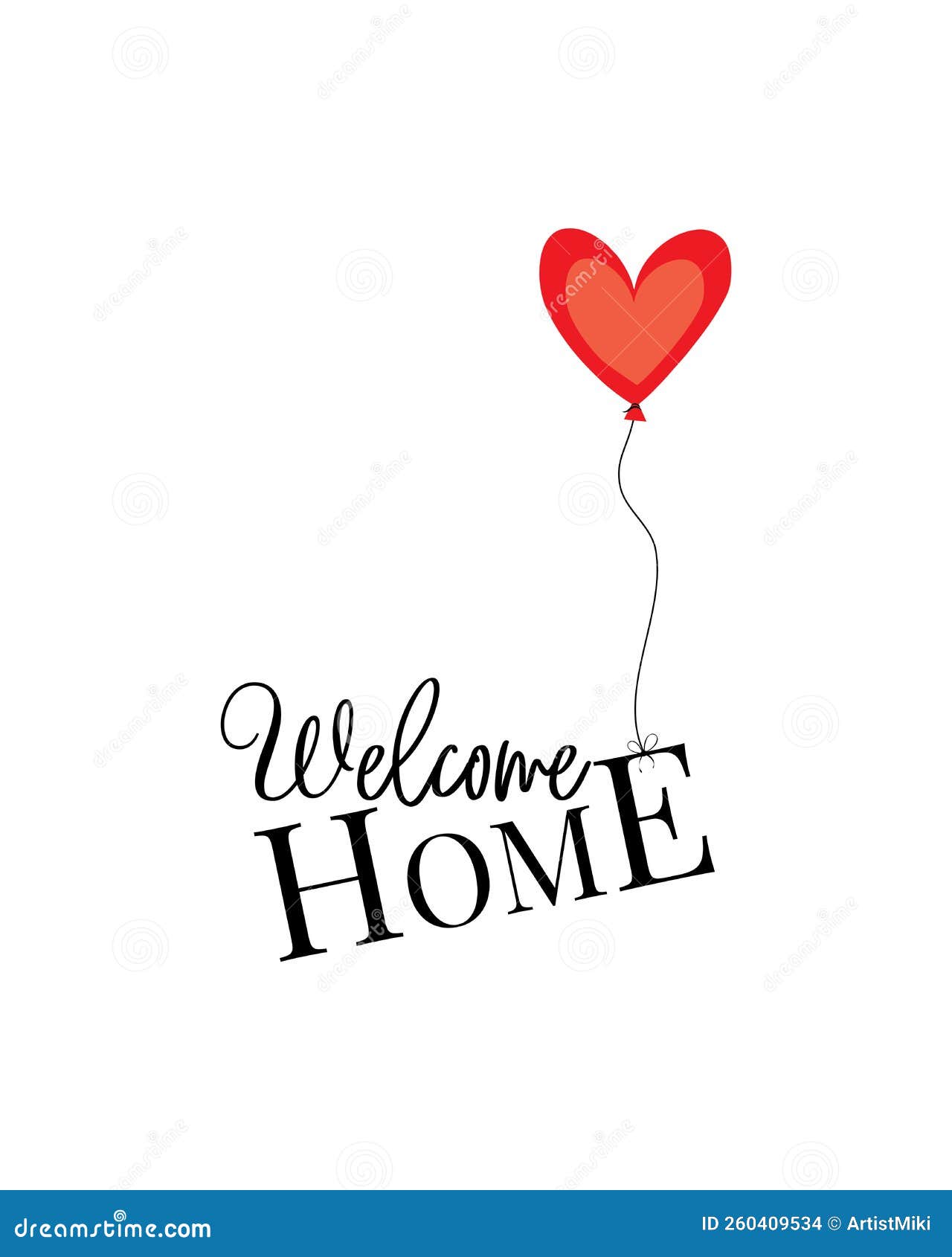 Welcome Home, Heart Shaped Balloon Floating, Illustration Stock Vector ...