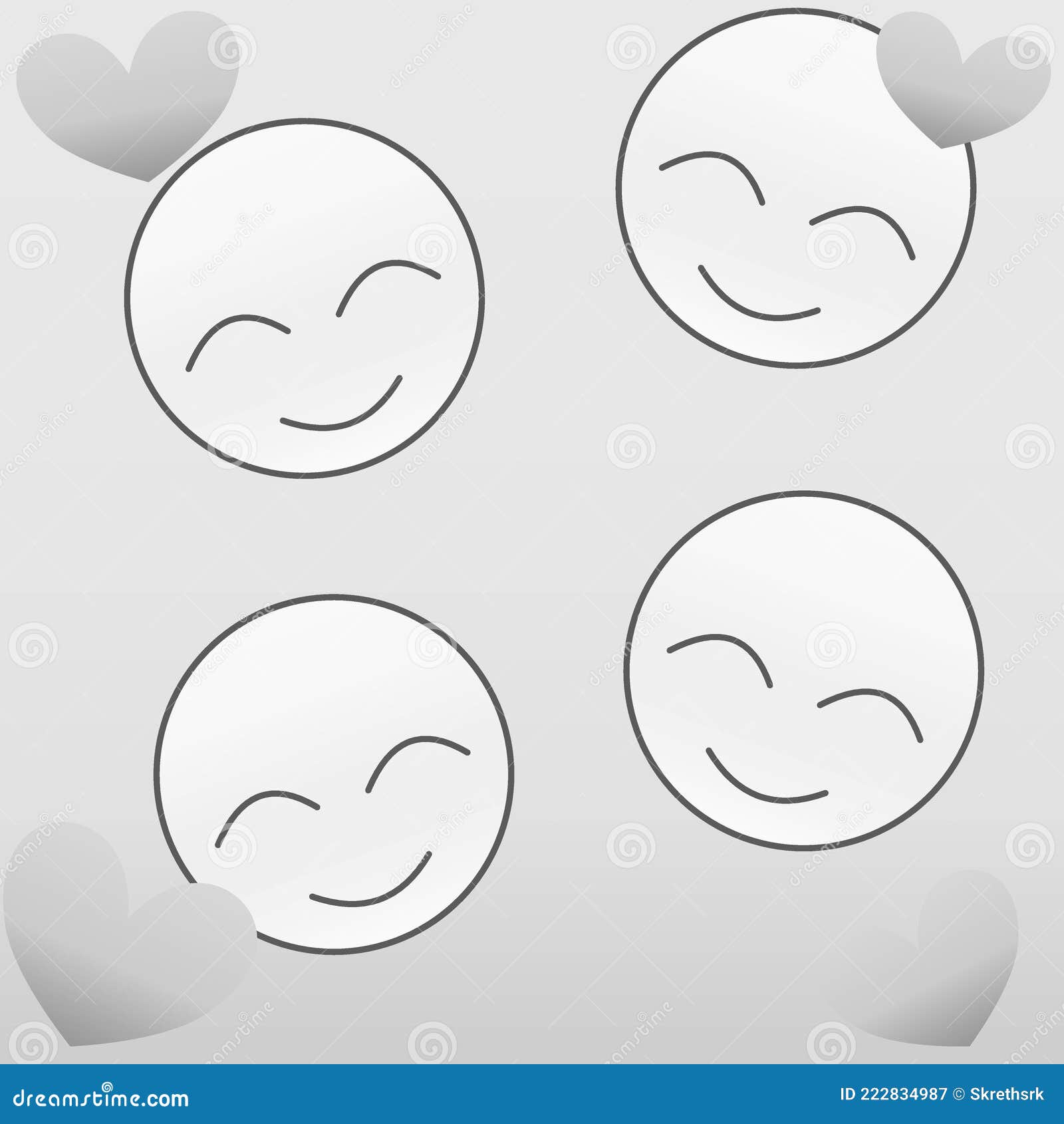 Love Face in Grayscale with Heart 06 Stock Vector - Illustration of ...