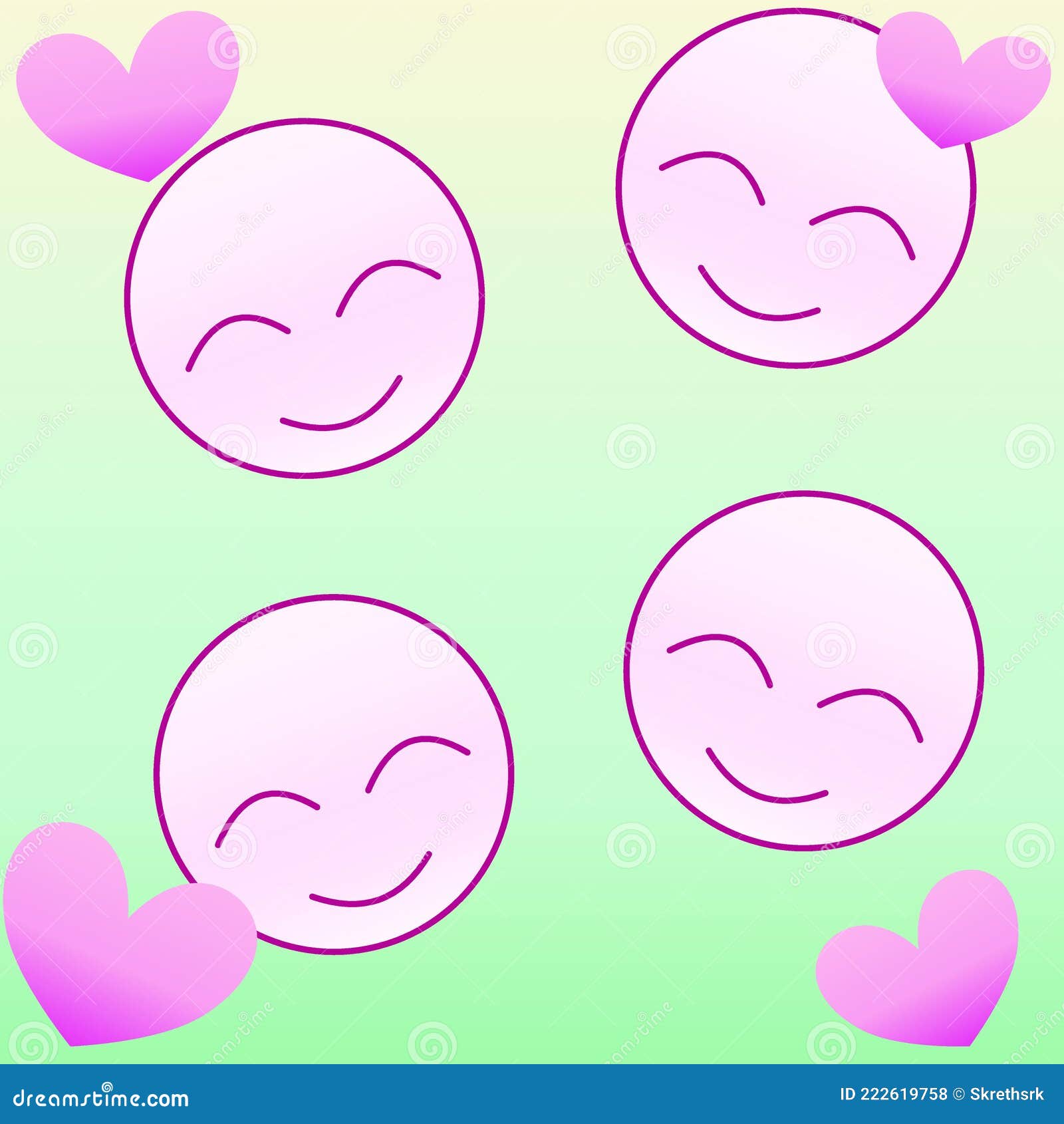 Love Face in Pink with Heart 06 Stock Vector - Illustration of emoticon ...