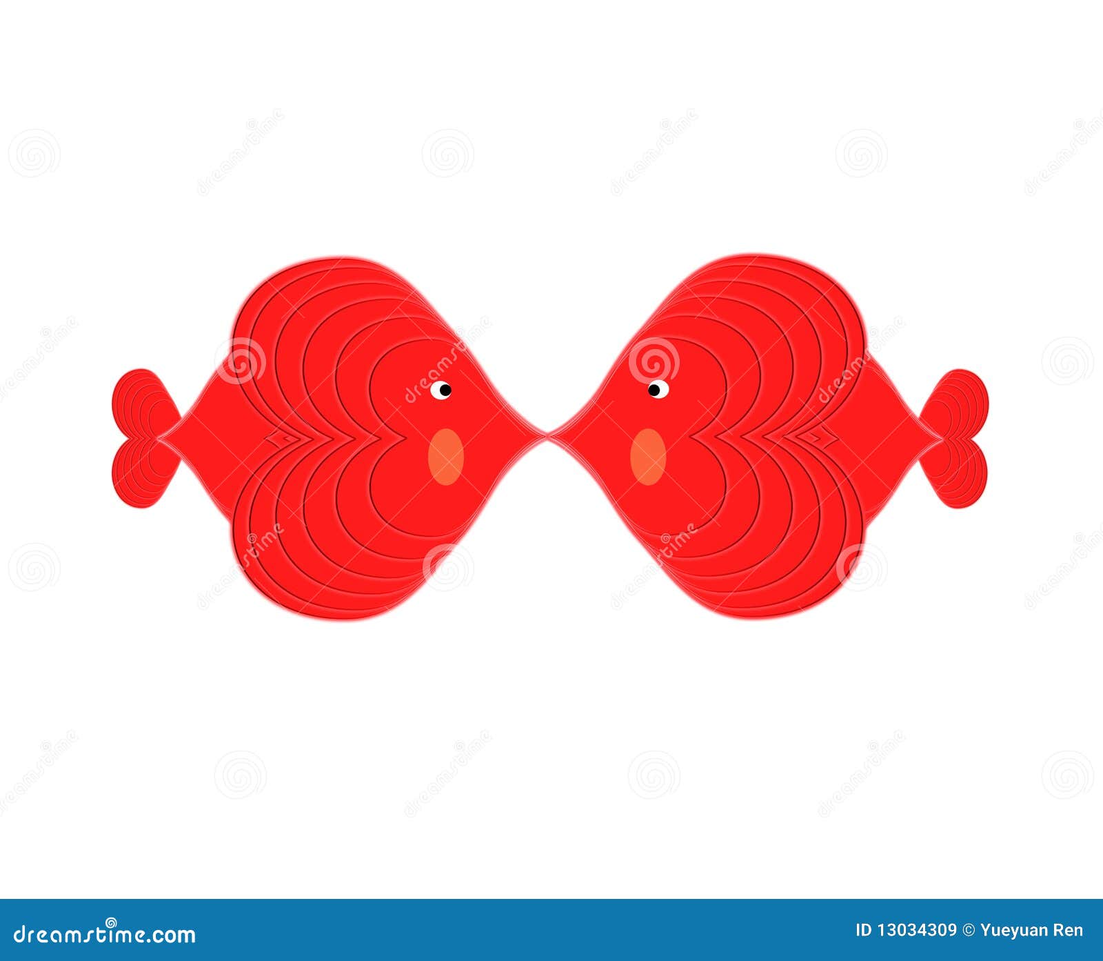 The Love of Fish (III): Two Fish Kiss Stock Illustration - Illustration ...