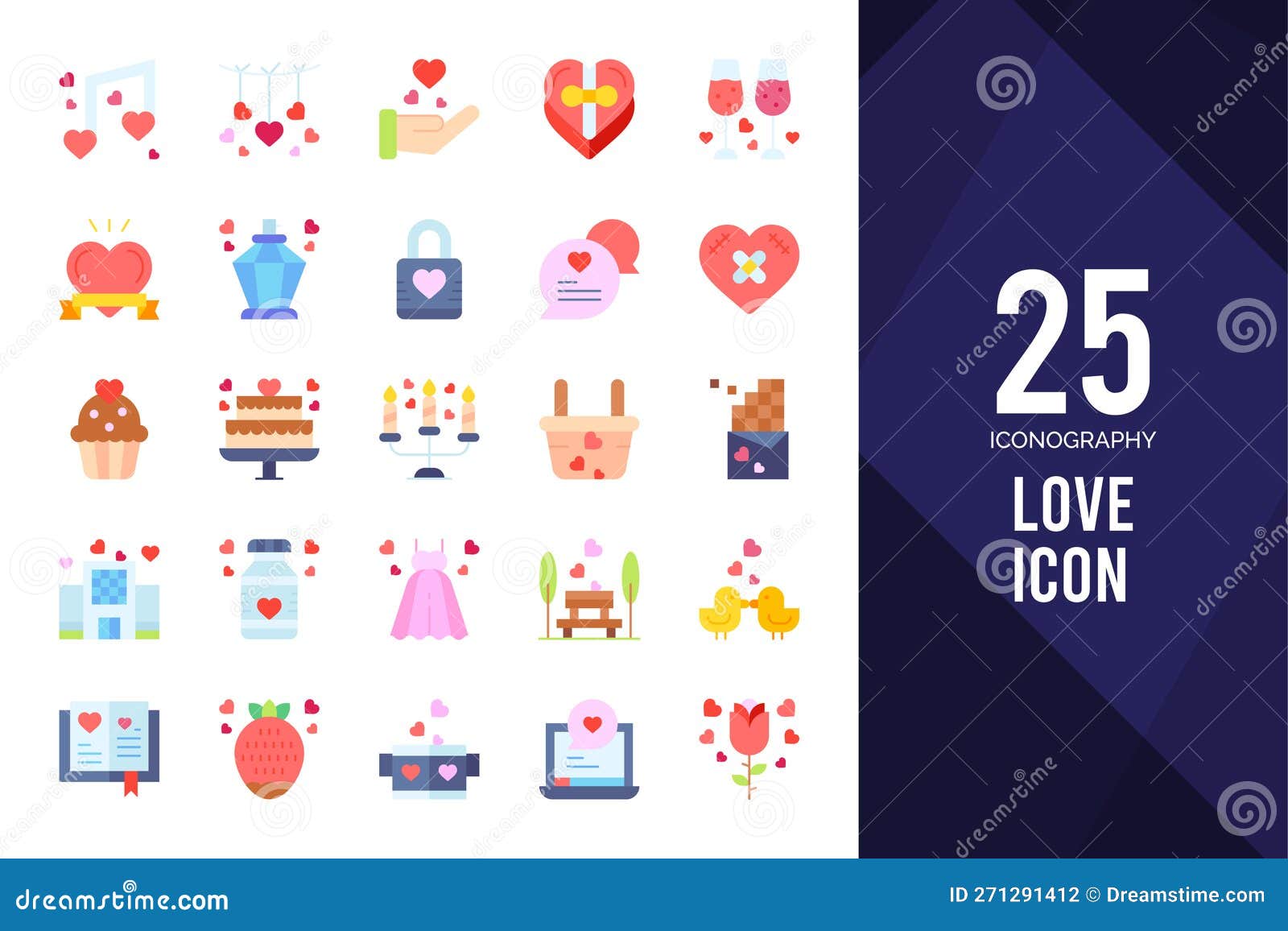 25 Love Flat Icon Pack. Vector Illustration Stock Vector - Illustration ...