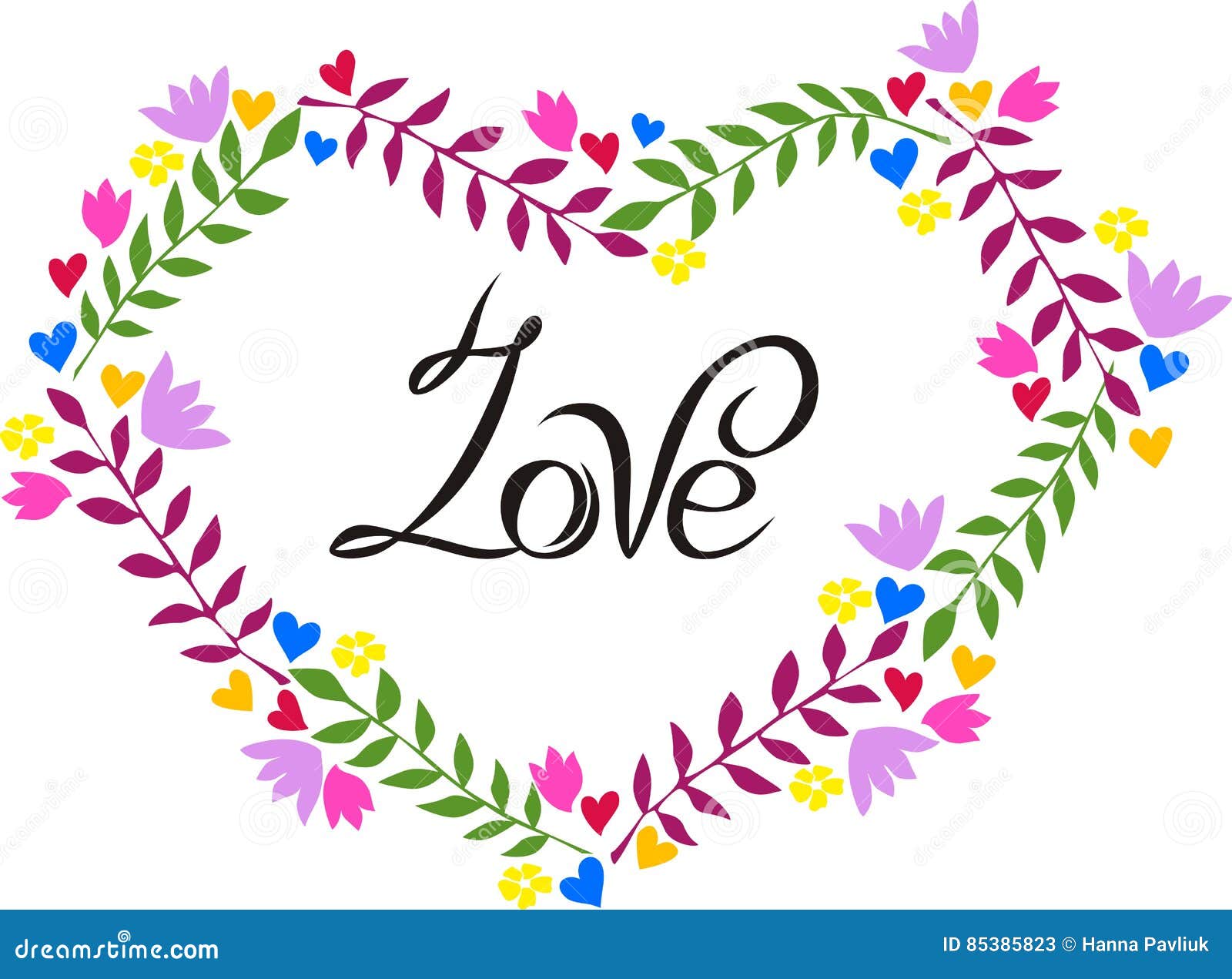 Love in a floral frame stock vector. Illustration of spring - 85385823