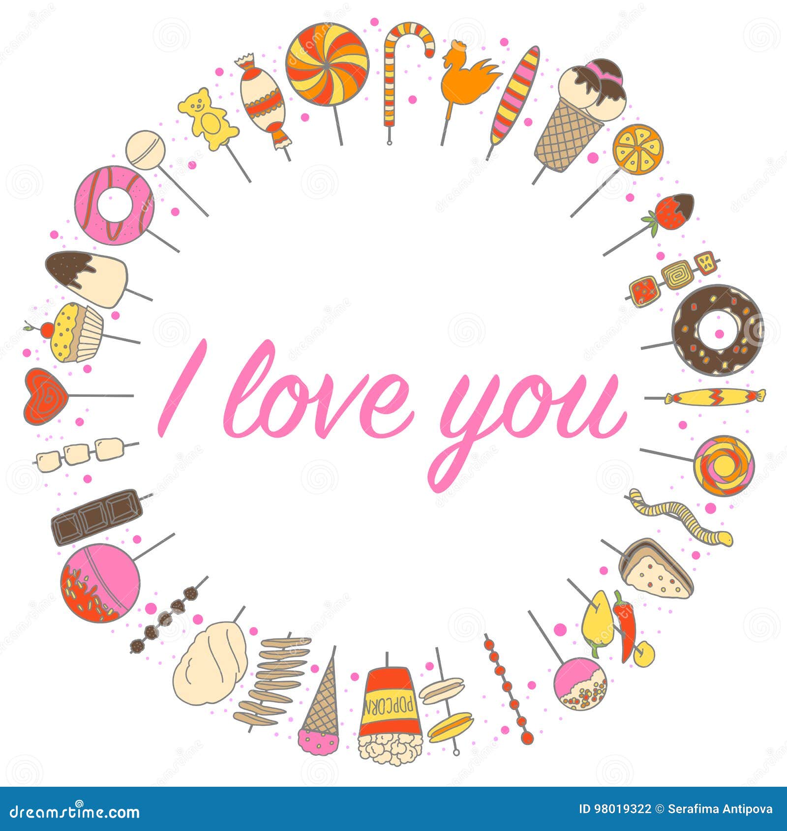 Sweets Frame On White Vector Illustration | CartoonDealer.com #56694246