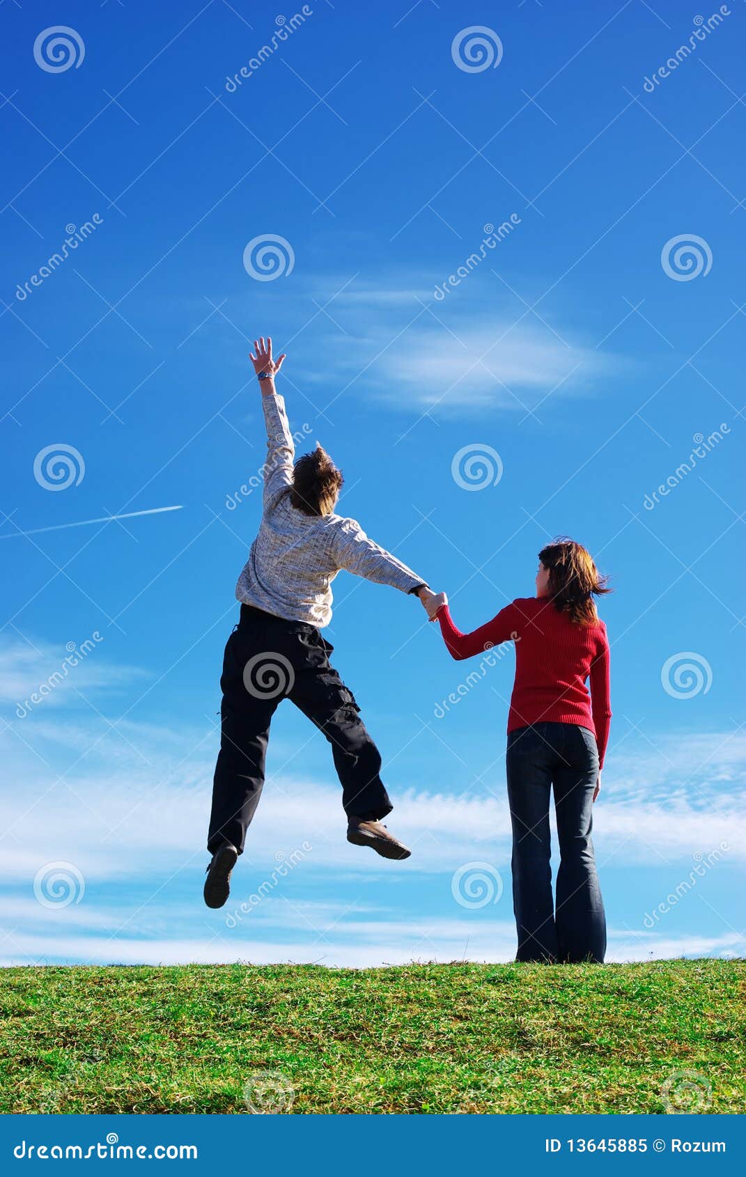 Love for fly stock image. Image of person, grass, jump - 13645885