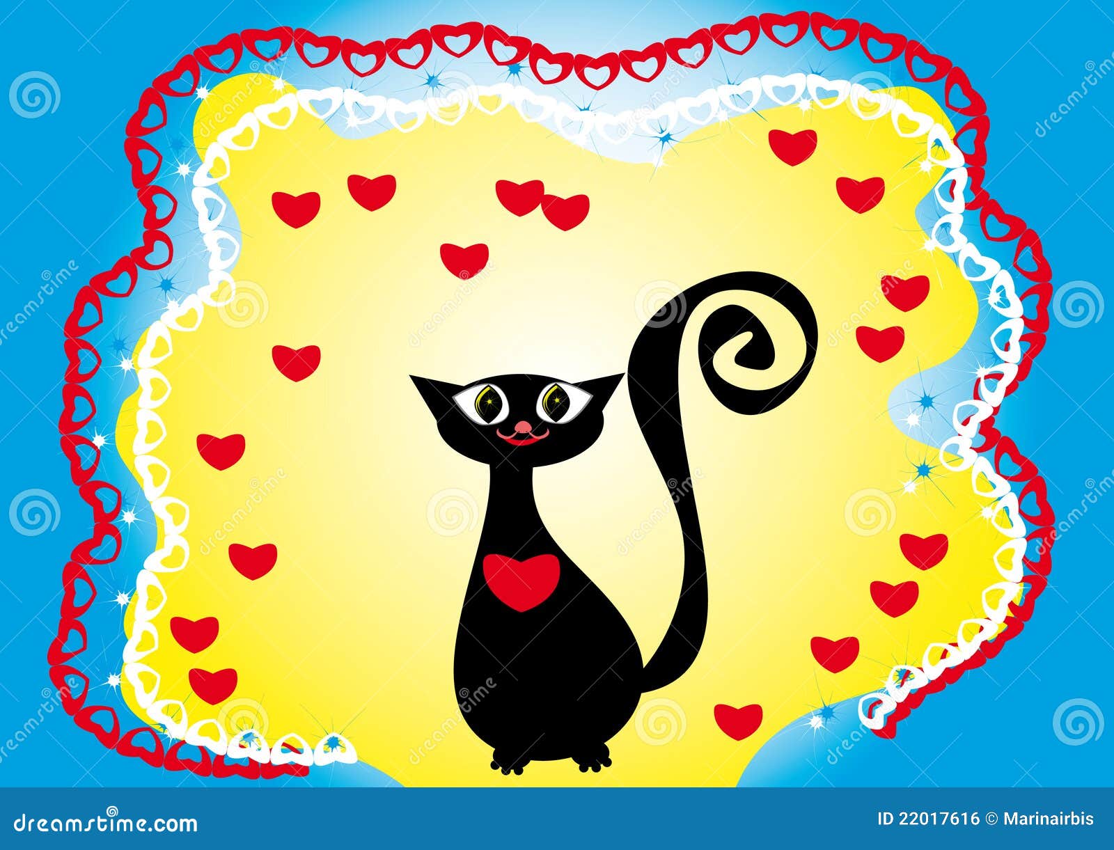 Love Frame with Cartoon Cat Stock Vector - Illustration of abstract ...