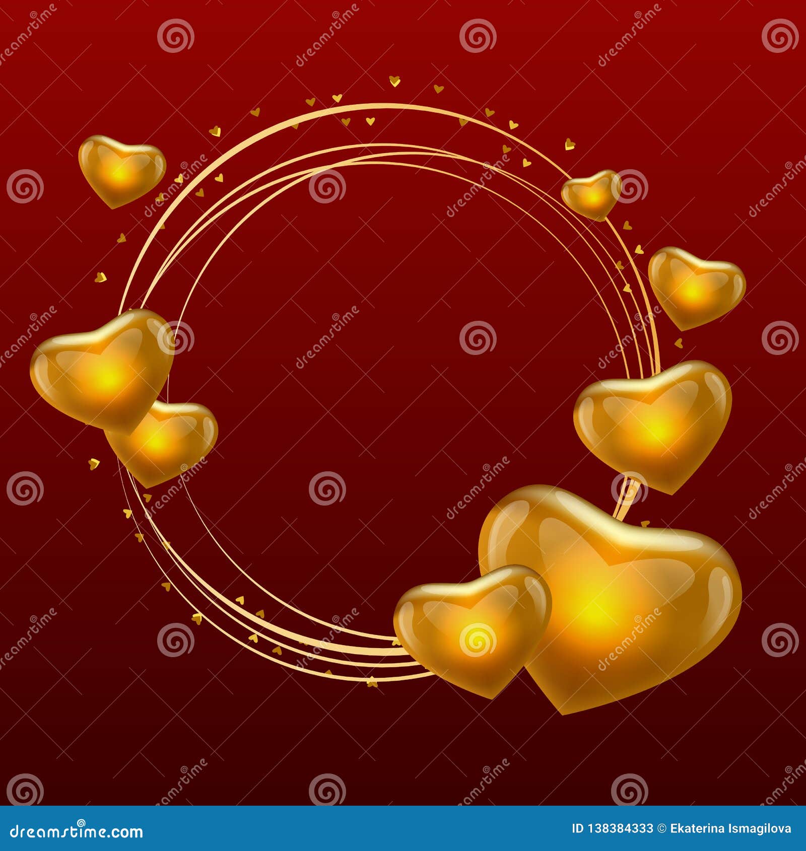 Love Frame with Hearts Gold Circle Vector Stock Illustration ...