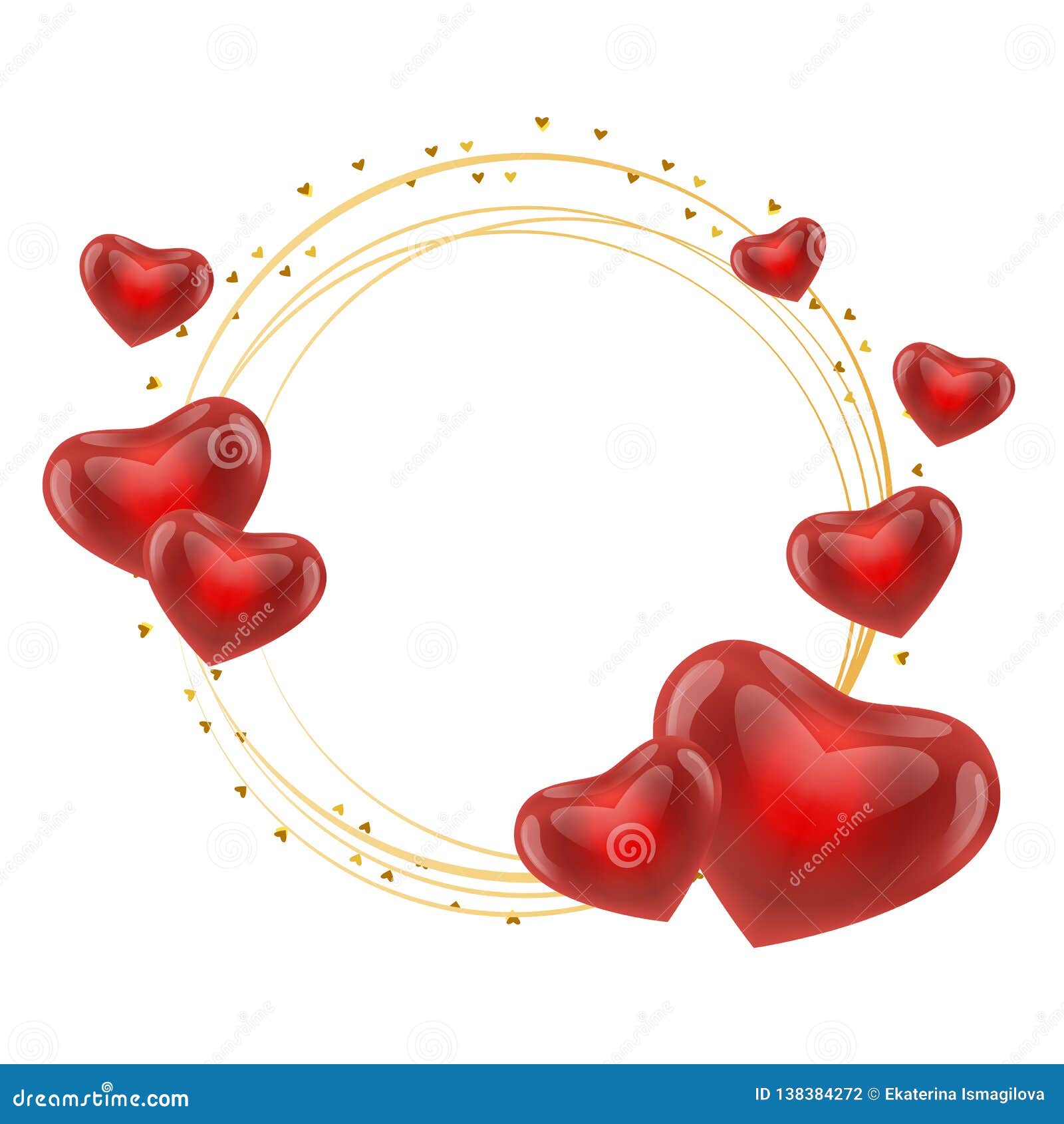 Love Frame with Hearts Gold Circle Vector Stock Illustration ...