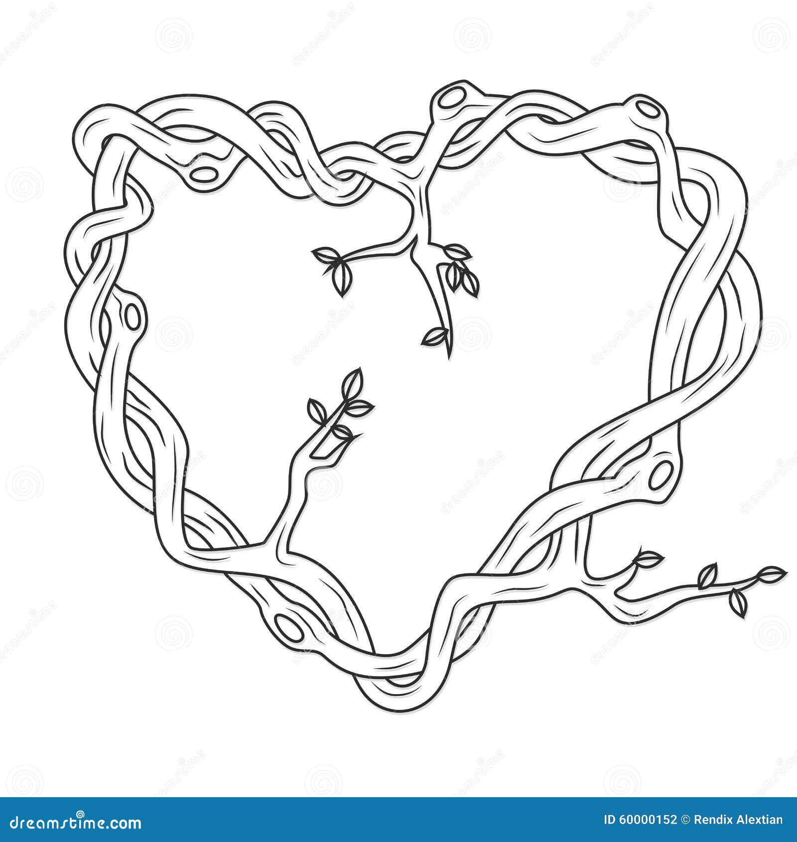 Love Frame Made from Tree Branches Tattoo Stock Vector - Illustration ...