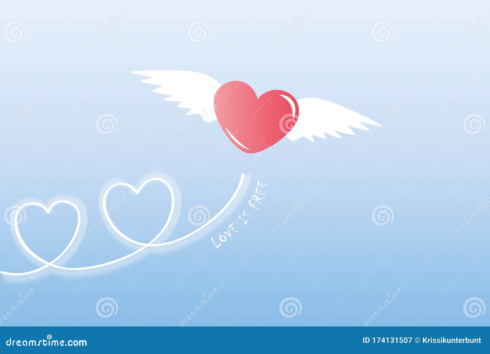 Love is free flying heart stock vector. Illustration of romantic ...